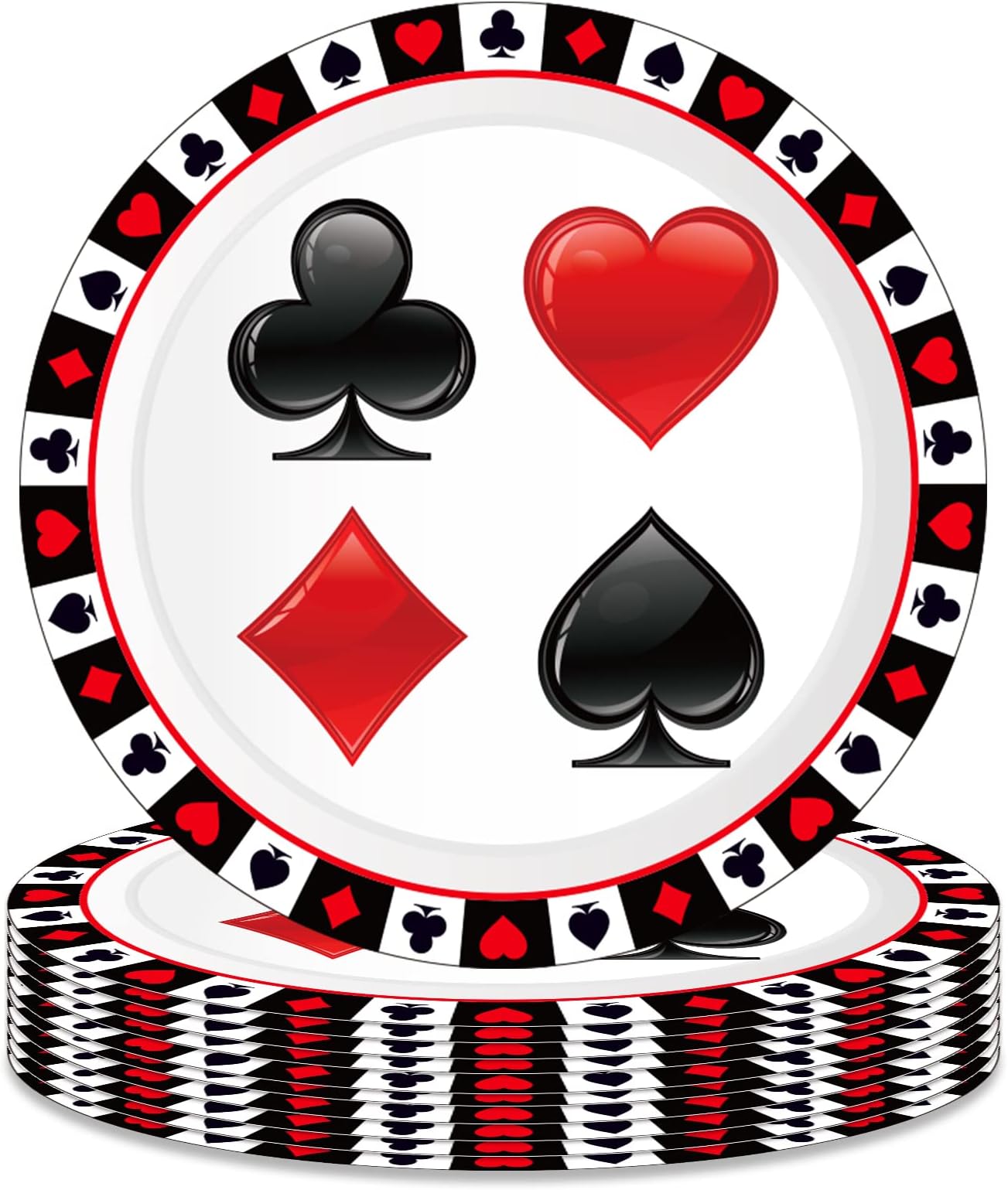 Amazon.com: 40 Pcs Casino Party Supplies Poker Paper Plates 7" Casino ...