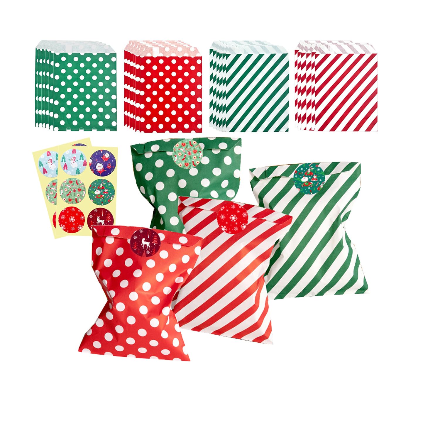 Candy Paper Bags, 48Pcs Small Sweet Treat bags with 48Pcs Stickers ...