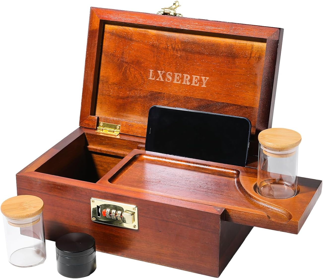 Amazon.com: LXSEREY Acacia Wooden Box with Rolling Tray Set ...