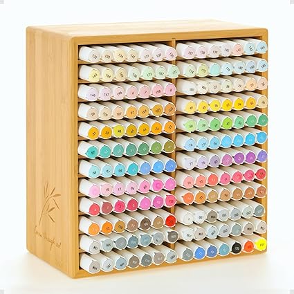 TIKSPCAE Marker Organizer for 168 Markers,Bamboo Wooden Desk Storage ...