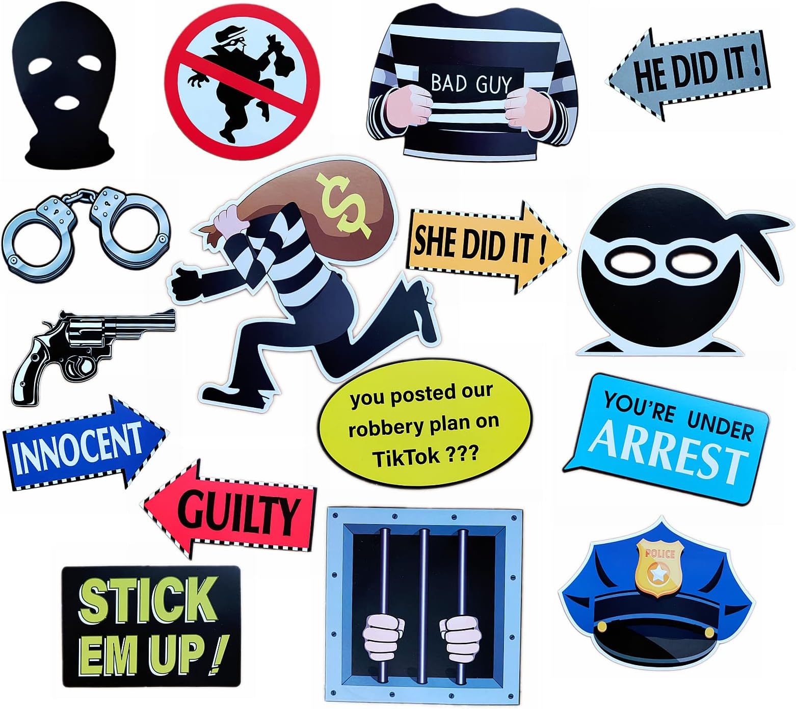 Amazon.com: Police Party Photo Stick Props - Birthday Party and Photo ...