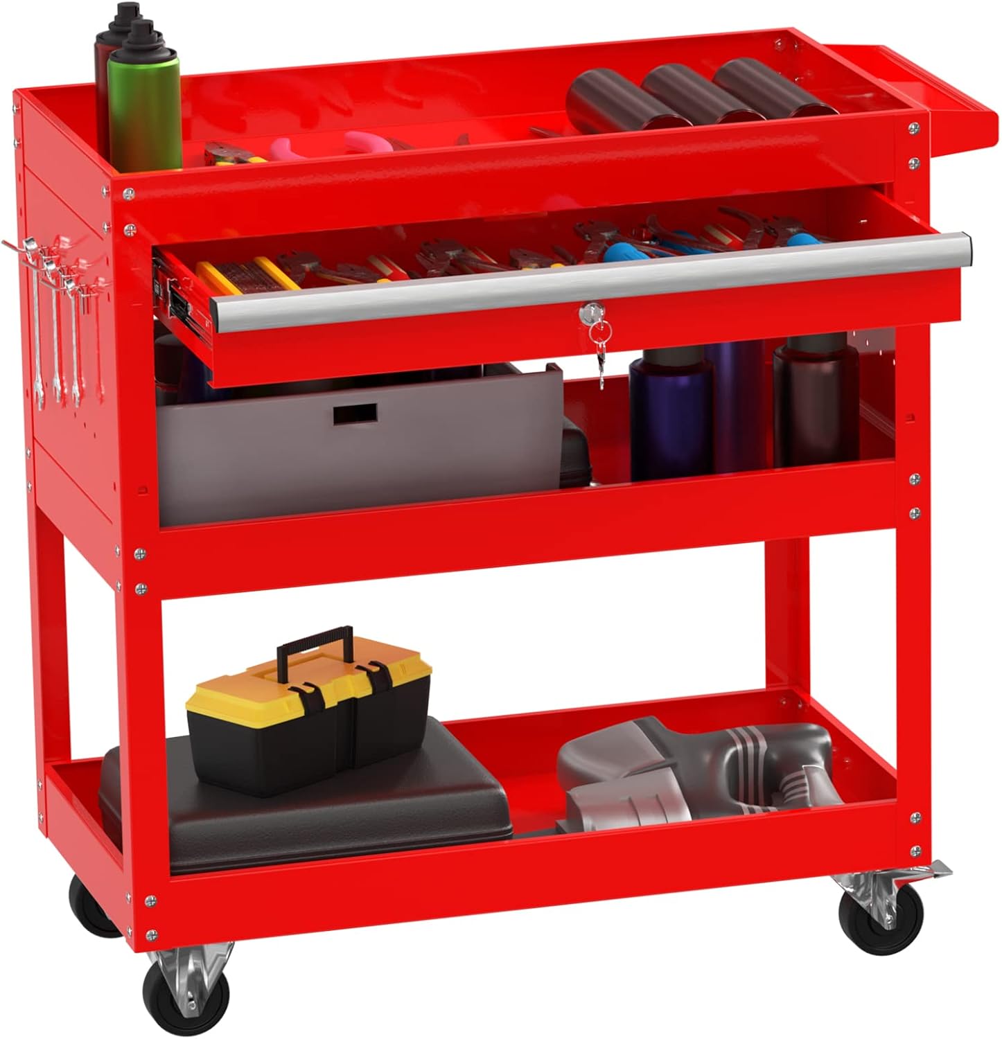 Amazon.com: 3-Tray Rolling Tool Cart,330 LBS Capacity Utility Tool Cart ...