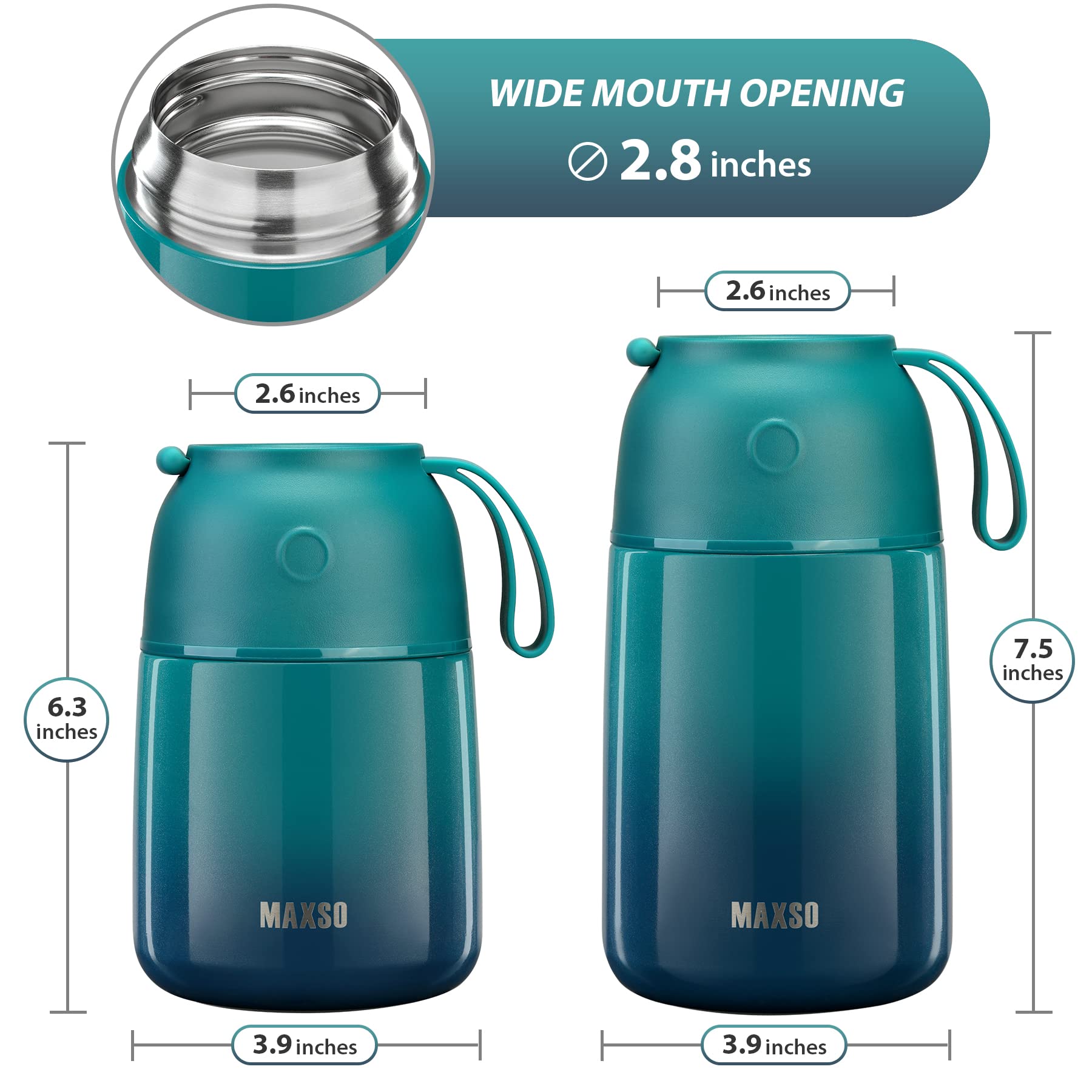 MAXSO 2 Pack Soup Thermo for Hot Food, Vacuum Insulated Food Jar ...