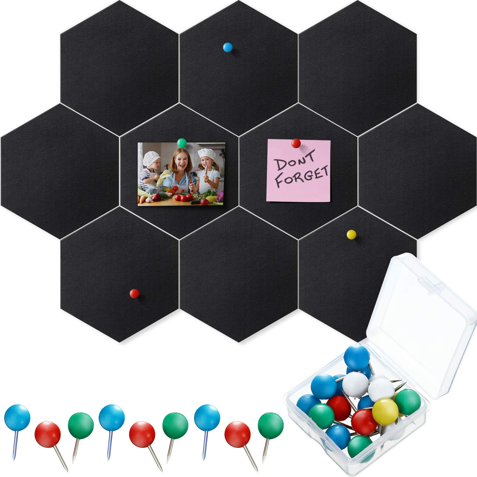 Amazon.com : Outus 10 Packs Pin Board Hexagon Felt Board Tiles Bulletin ...