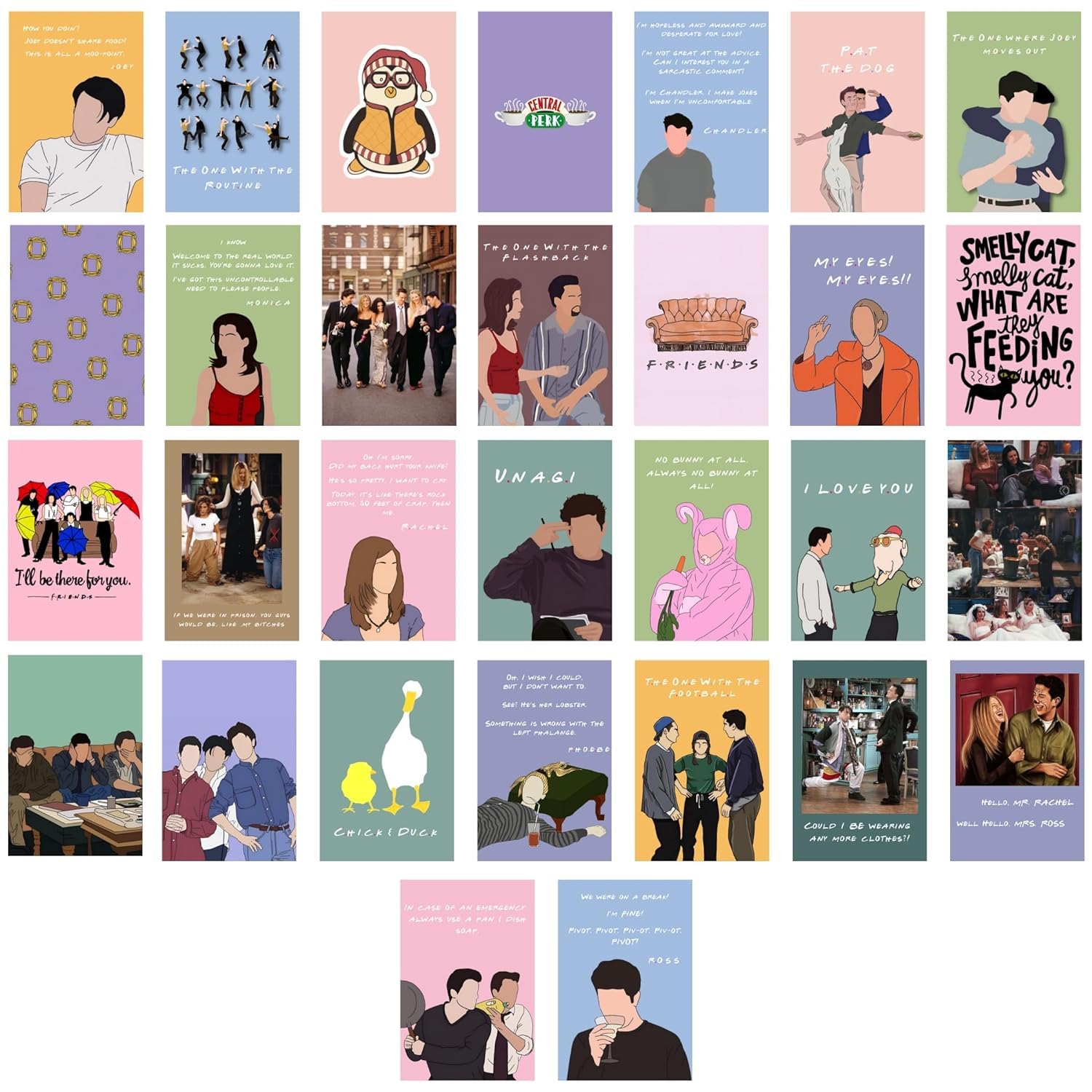 Friends Collection Posters | Set of 30 | 4x6 inch each | Wall Collage ...