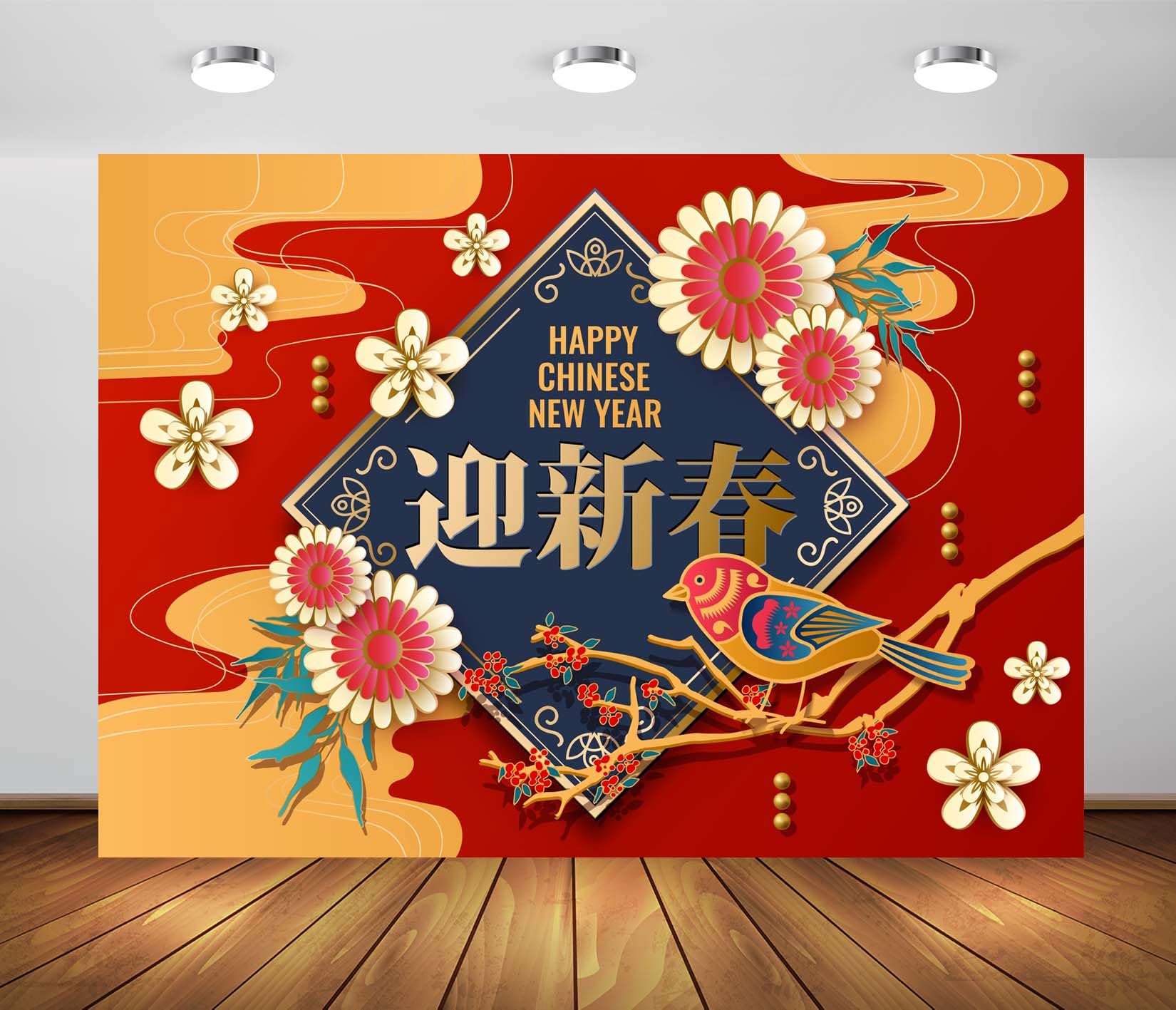 Amazon.com : BELECO 7x5ft Fabric Happy Chinese New Year Backdrop Lunar ...