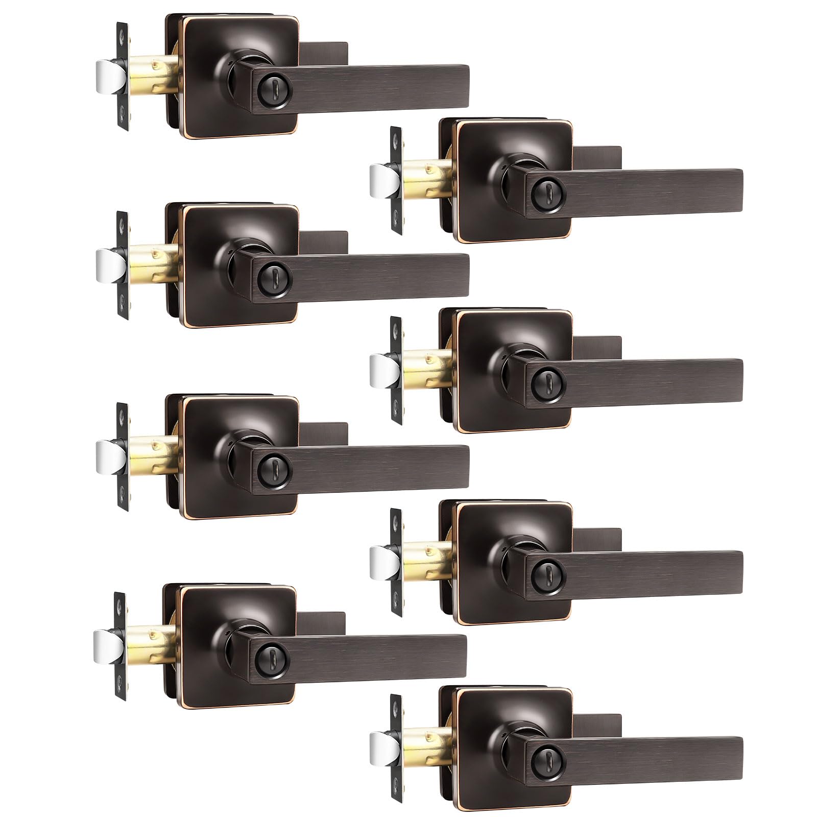 GOBEKOR 8 Pack Privacy Door Handles Oil Rubbed Bronze Interior Door ...
