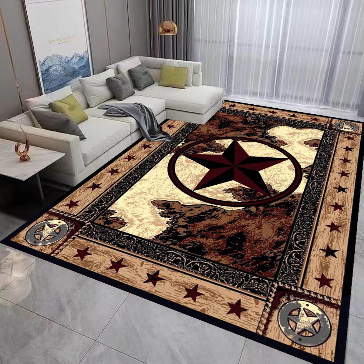 Amazon.com: Vintage Rustic Western Texas Star Modern Area Rugs Country ...