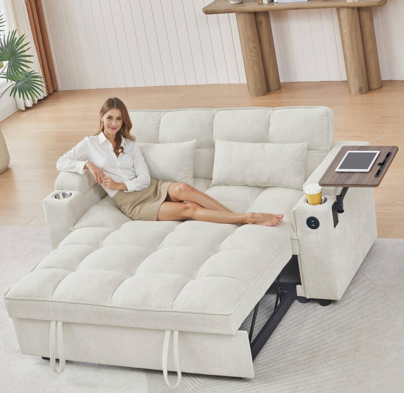 Amazon.com: Auvsoce 65'' Convertible Sleeper Sofa Bed with Adjustable ...
