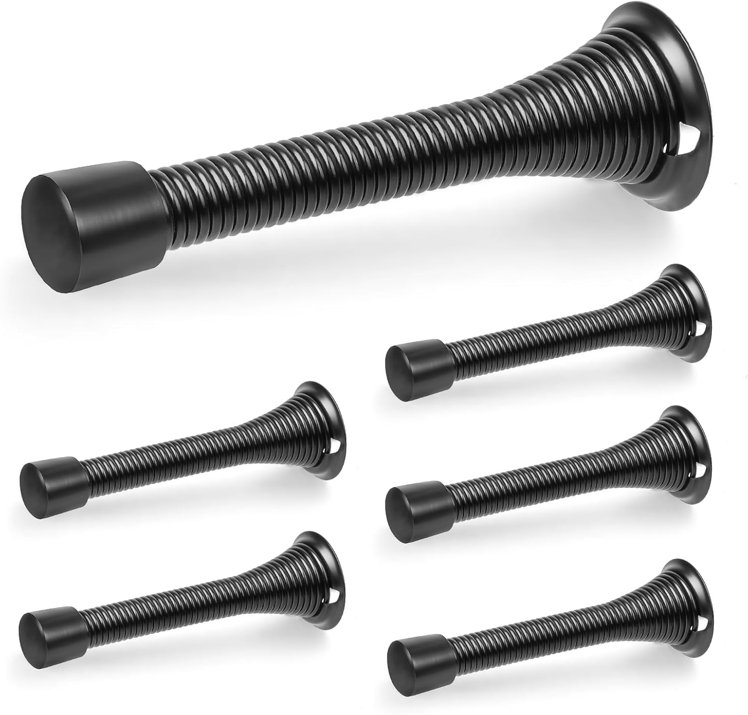ZUOYIGD Black Spring Door Stopper, 6 Pack Heavy Duty Wall Mount Door ...