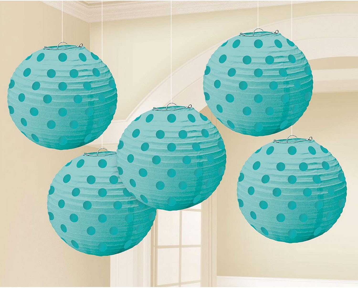 Amazon.com: Amscan Robin's-egg Blue Mini Hot Stamp Lanterns, 5", 5 Ct ...