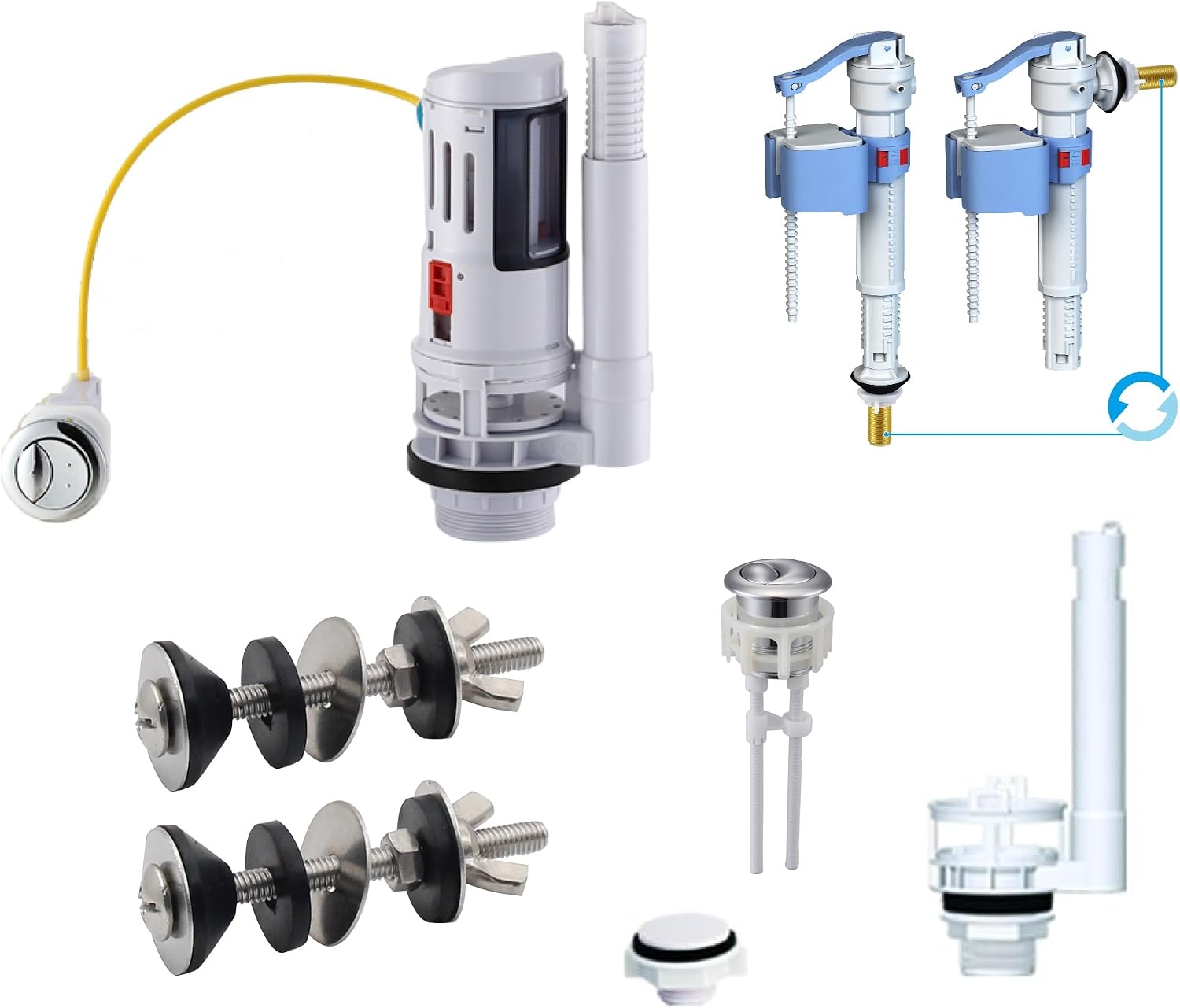 EVOLVE Universal Dual Flush Valve with Push Button, Bottom or Side ...
