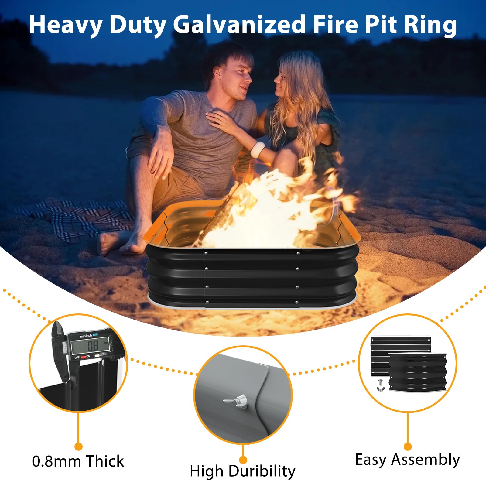 Snapklik.com : 23 Inch Fire Pit, 11 Inch Tall, Square Galvanized Steel ...