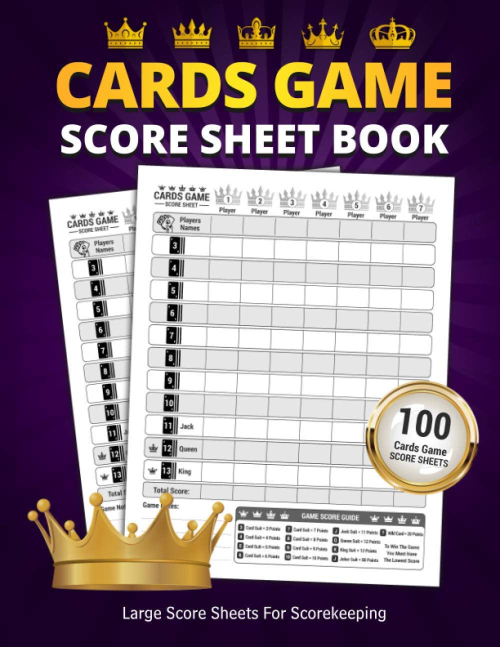 Cards Game Score Sheet Book: 100 Large Score Sheet Pages For ...