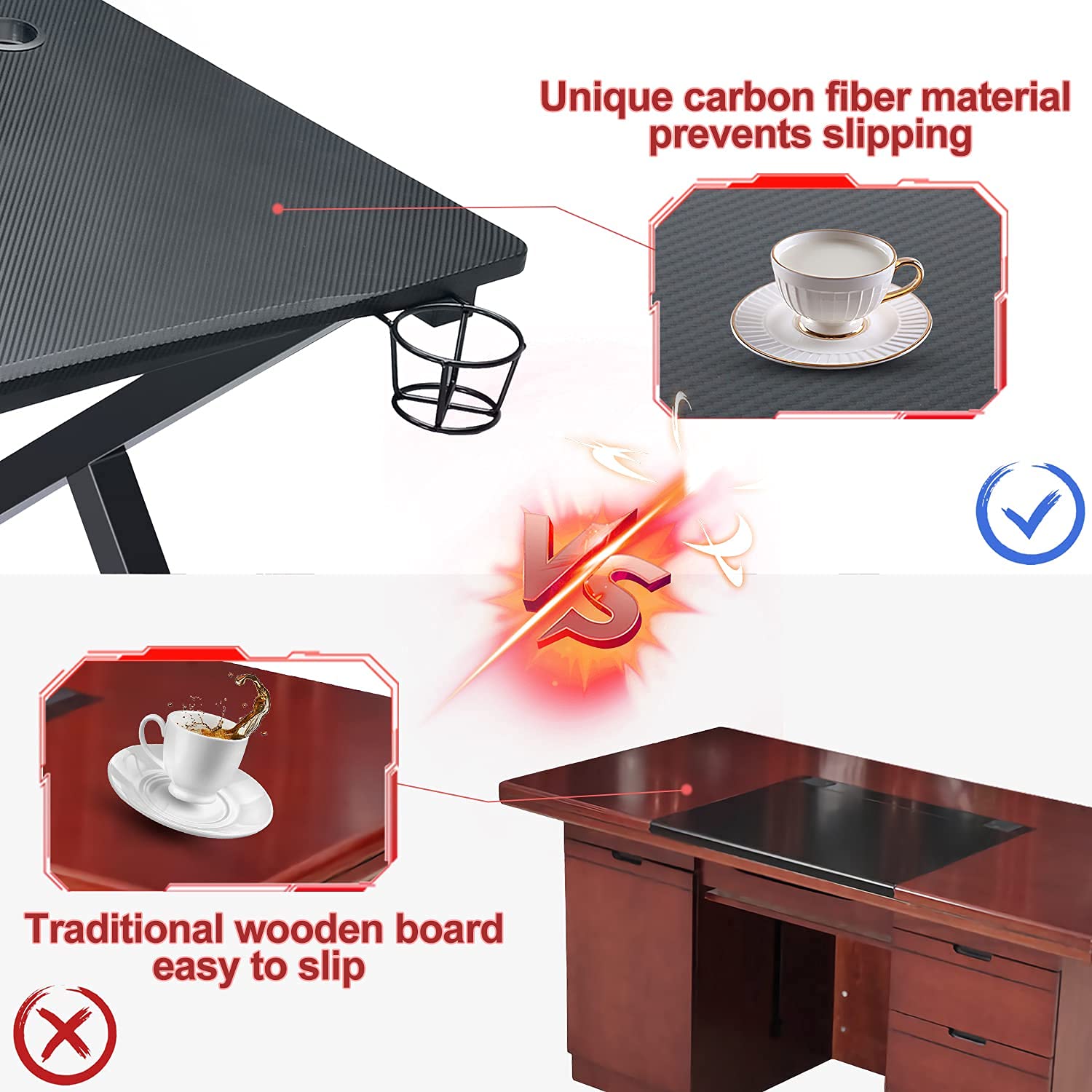 GTRACING Gaming Desk,45 Inch Gaming Table with Built-in Power Strip,K ...