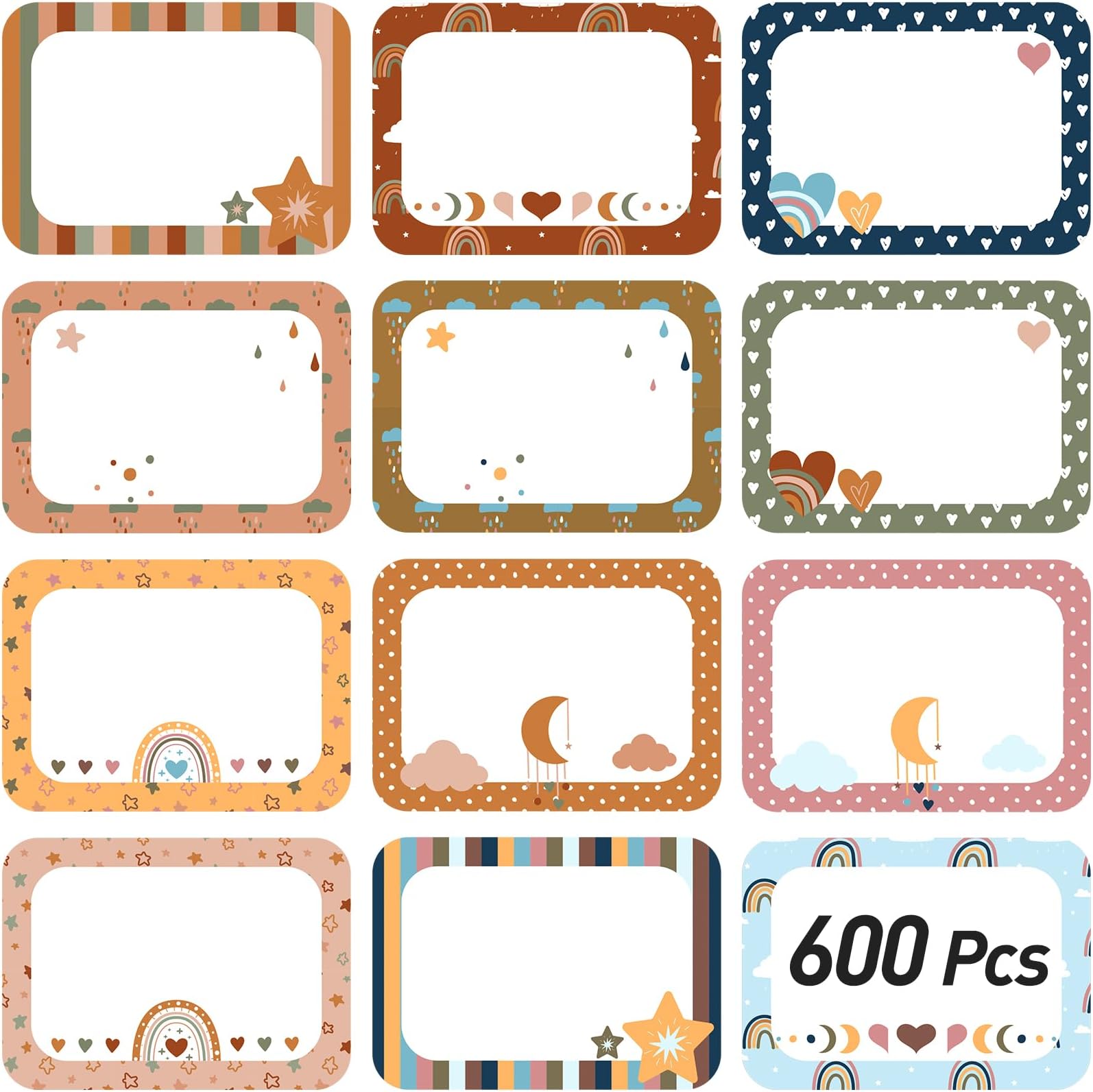 Amazon.com: Colarr 600 Pcs Rainbow Name Labels Bulk Gift Name Tag ...