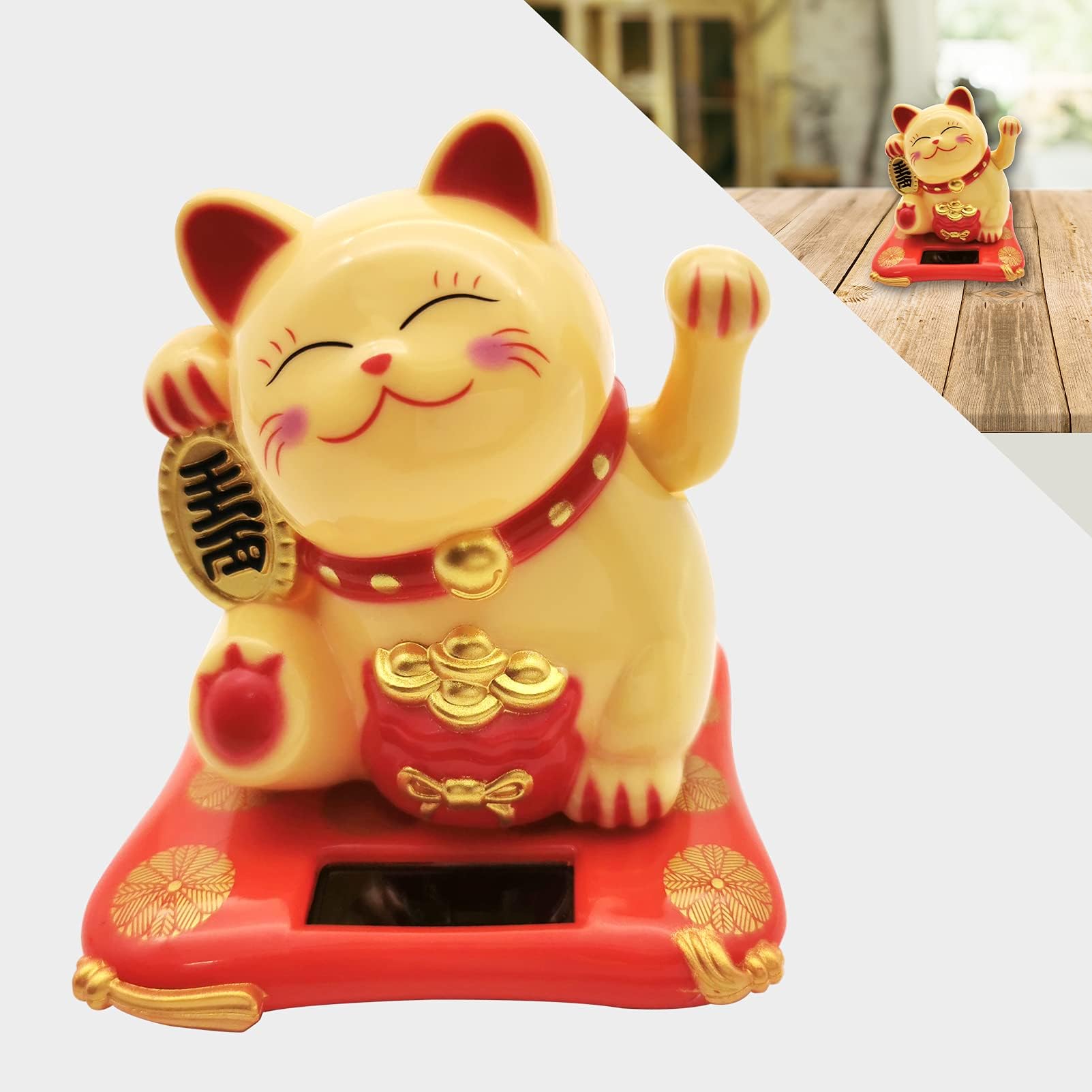 Amazon.com: Delaman Wealth Welcoming Lucky Cat Waving Arm, Solar ...