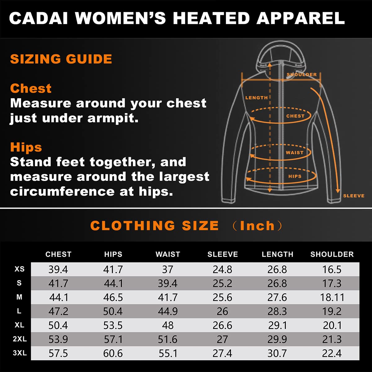 Cadai Women's 3-in-1 Heated Jacket with Battery Pack 5.2V, Waterproof ...