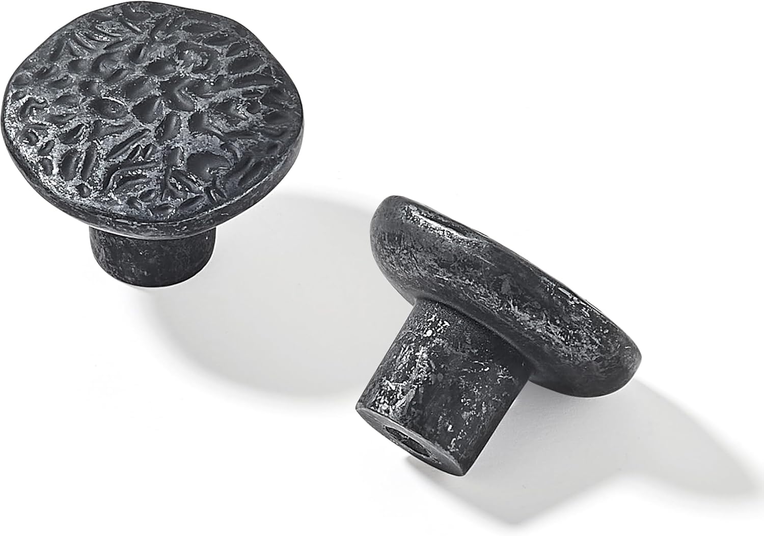 khtumeware 10 Pack 1-1/2 Inch Black Iron Rustic Cabinet Knobs,Antique Black Refined Rustic Knobs ...