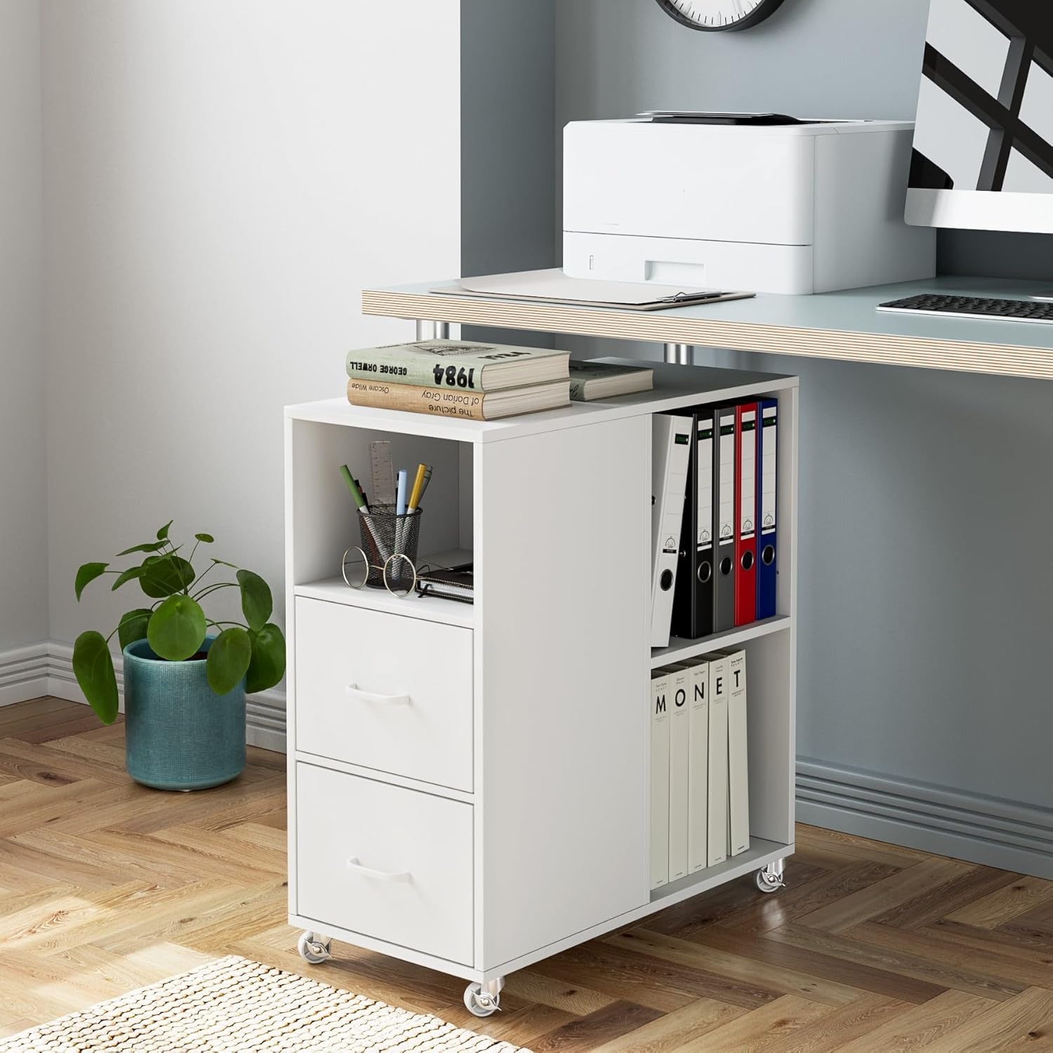 HOCSOK Mobile File Cabinet, Office Filing Cabinet with Open Shelves and ...
