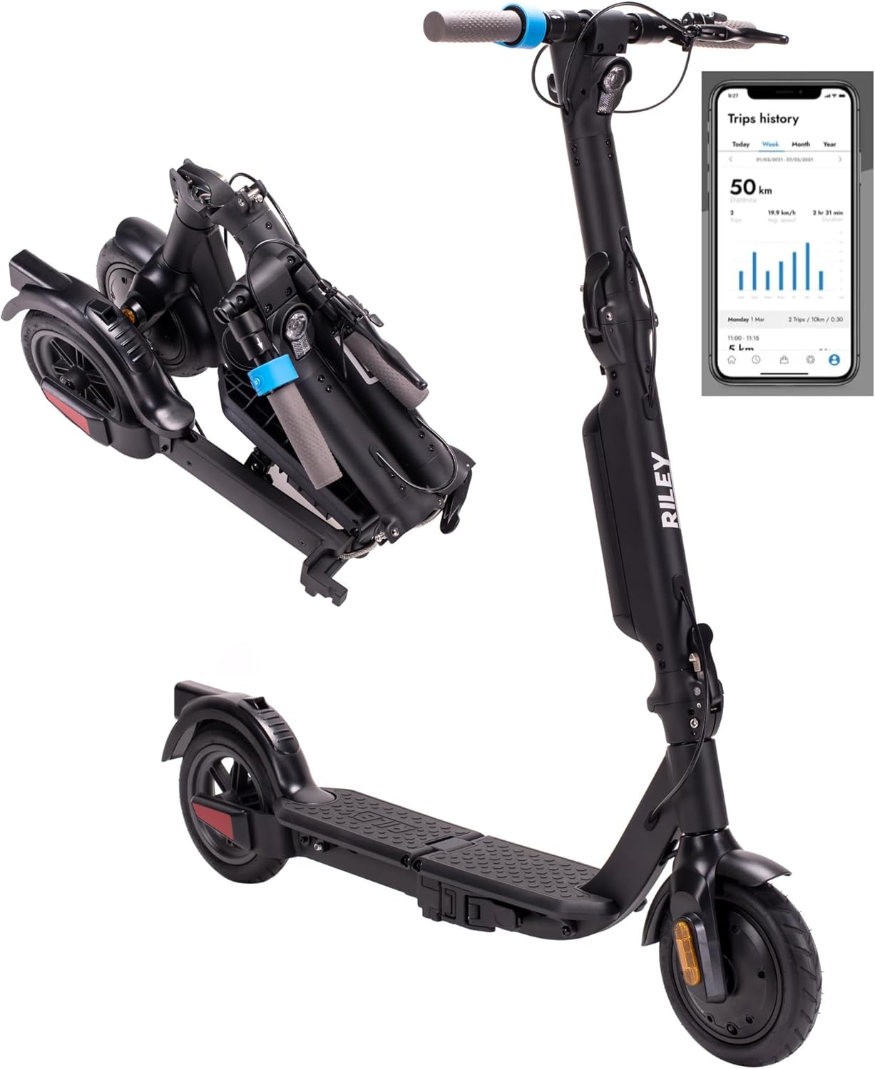 Riley Scooters RS3 Folding Electric Scooter | 350W, 15km/h Top Speed ...