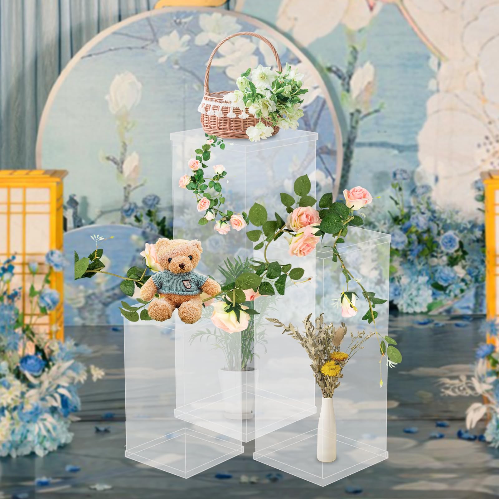 Clear Acrylic Display Box 24" Centerpieces Cylinder Pedestal Stands ...