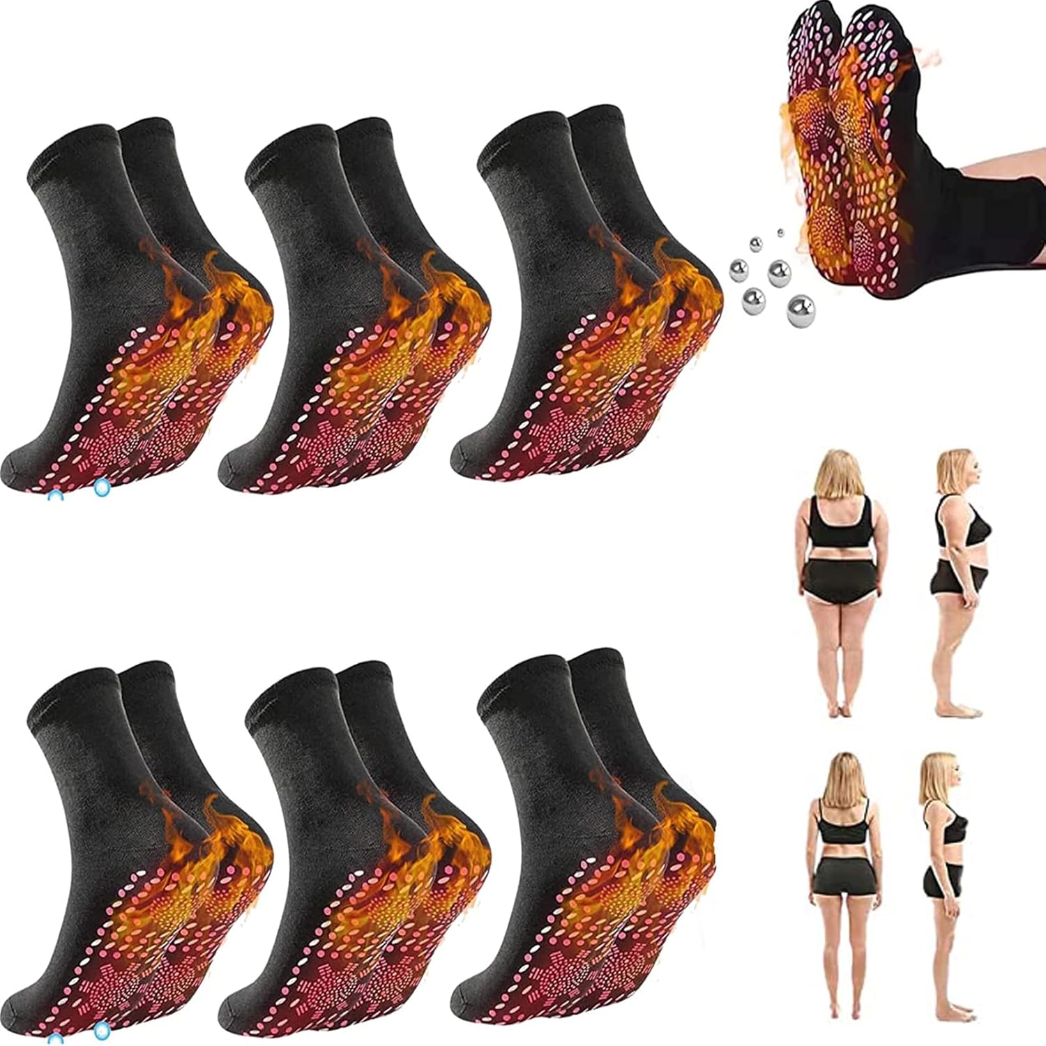 Amazon.com: 3 Pair AFIZ Tourmaline Slimming Health Sock, AFIZ ...