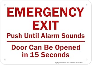 Amazon.com : Emergency Exit Push Until Alarm Sounds Door Can Be Opened ...