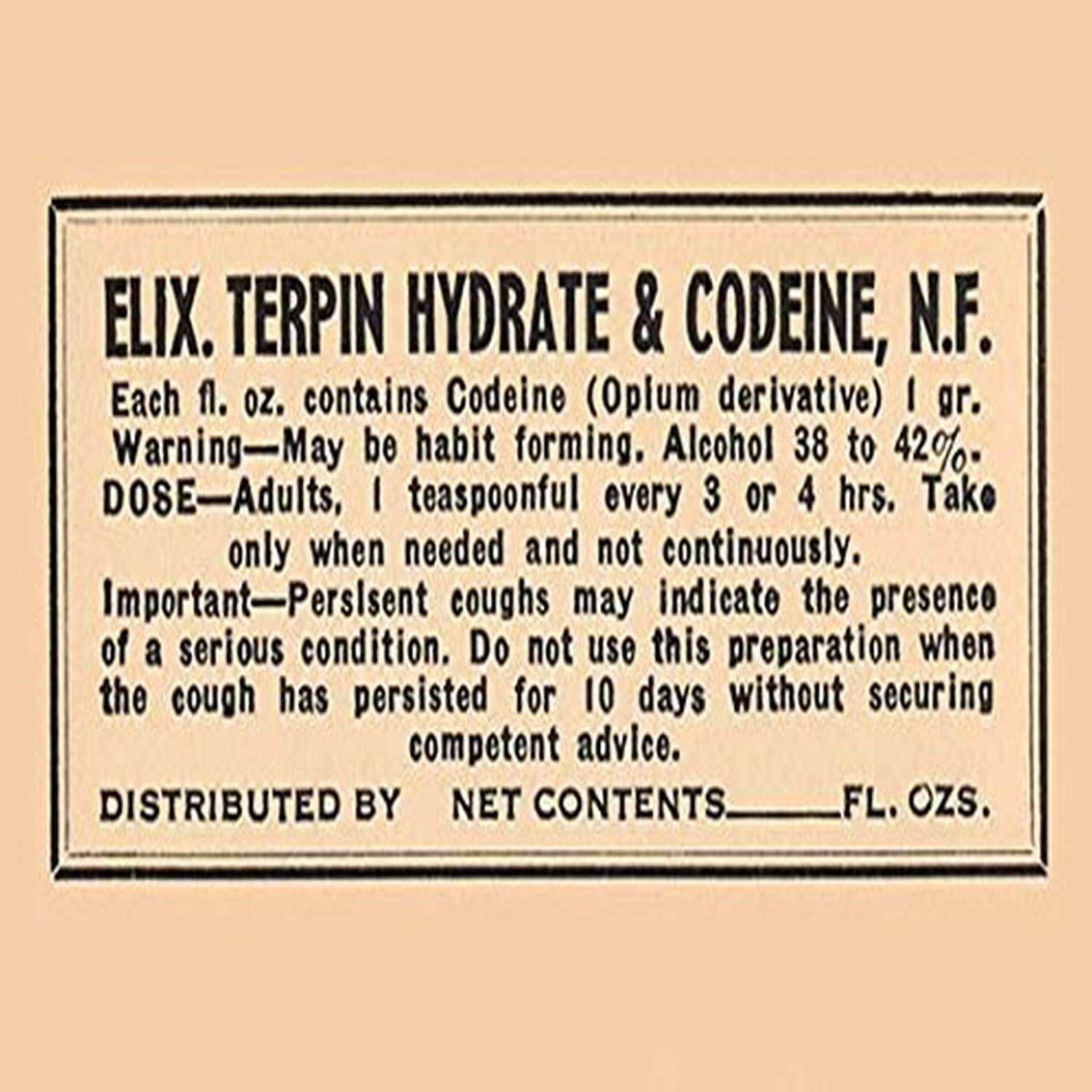 Buyenlarge Elixir Terpin Hydrate & Codeine N.F. - 8" X 12" Fine Art ...