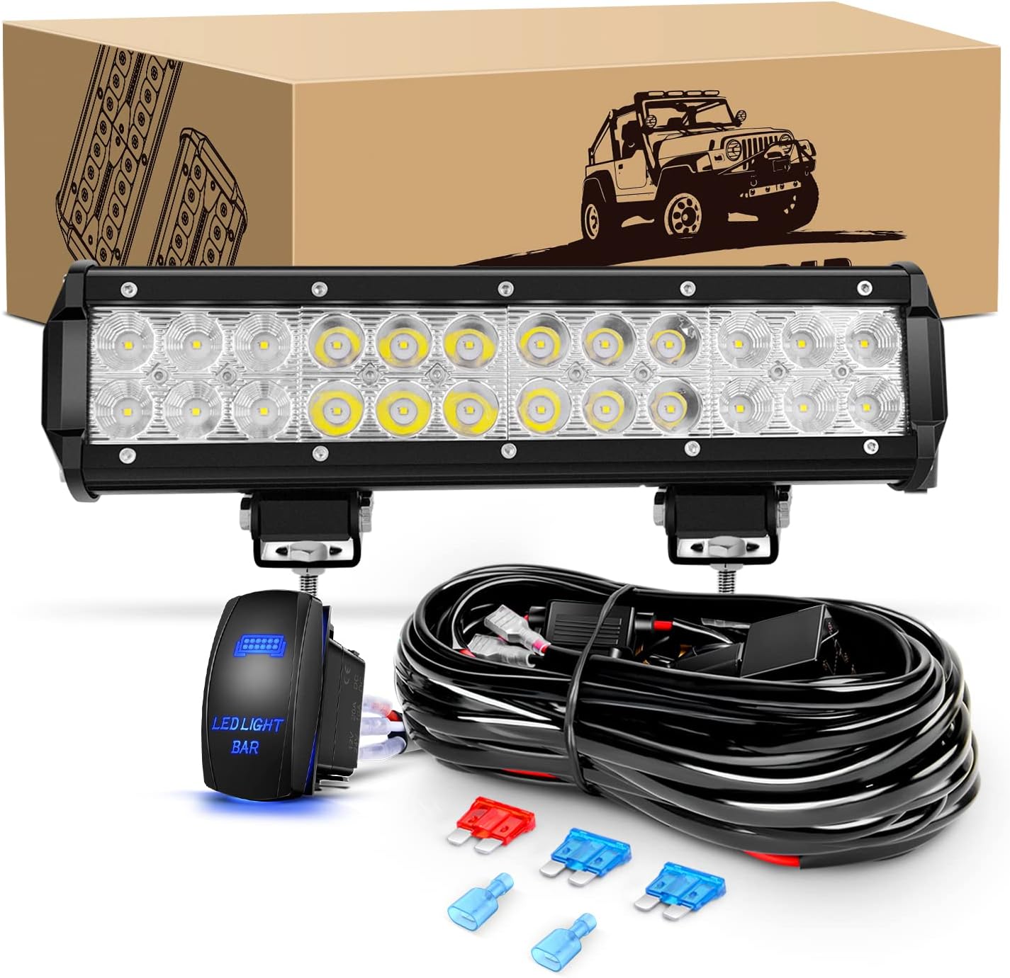 Amazon.com: LEDKITO 12 inch LED Light Bar Kit with 5 Pin Rocker Switch ...