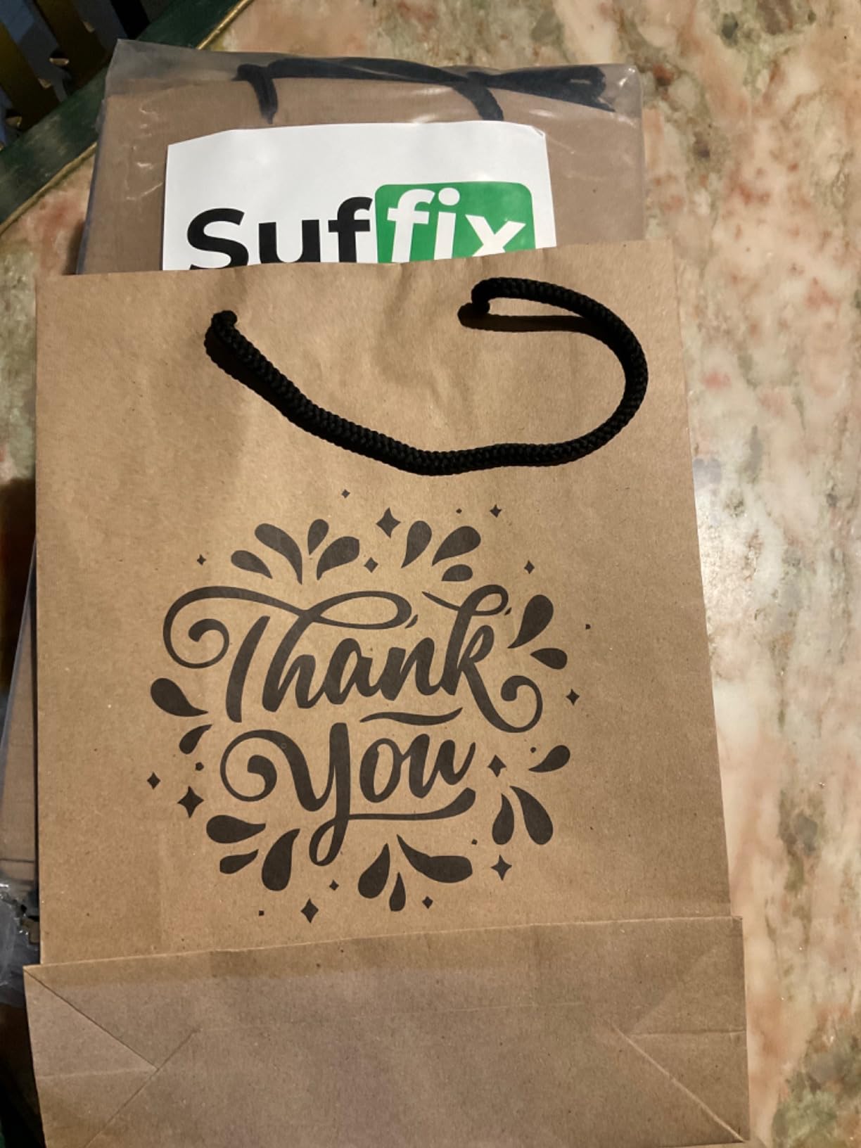 Suffix Retail ® (Pack of 100) Brown Paper Thank You Gift Bags with ...