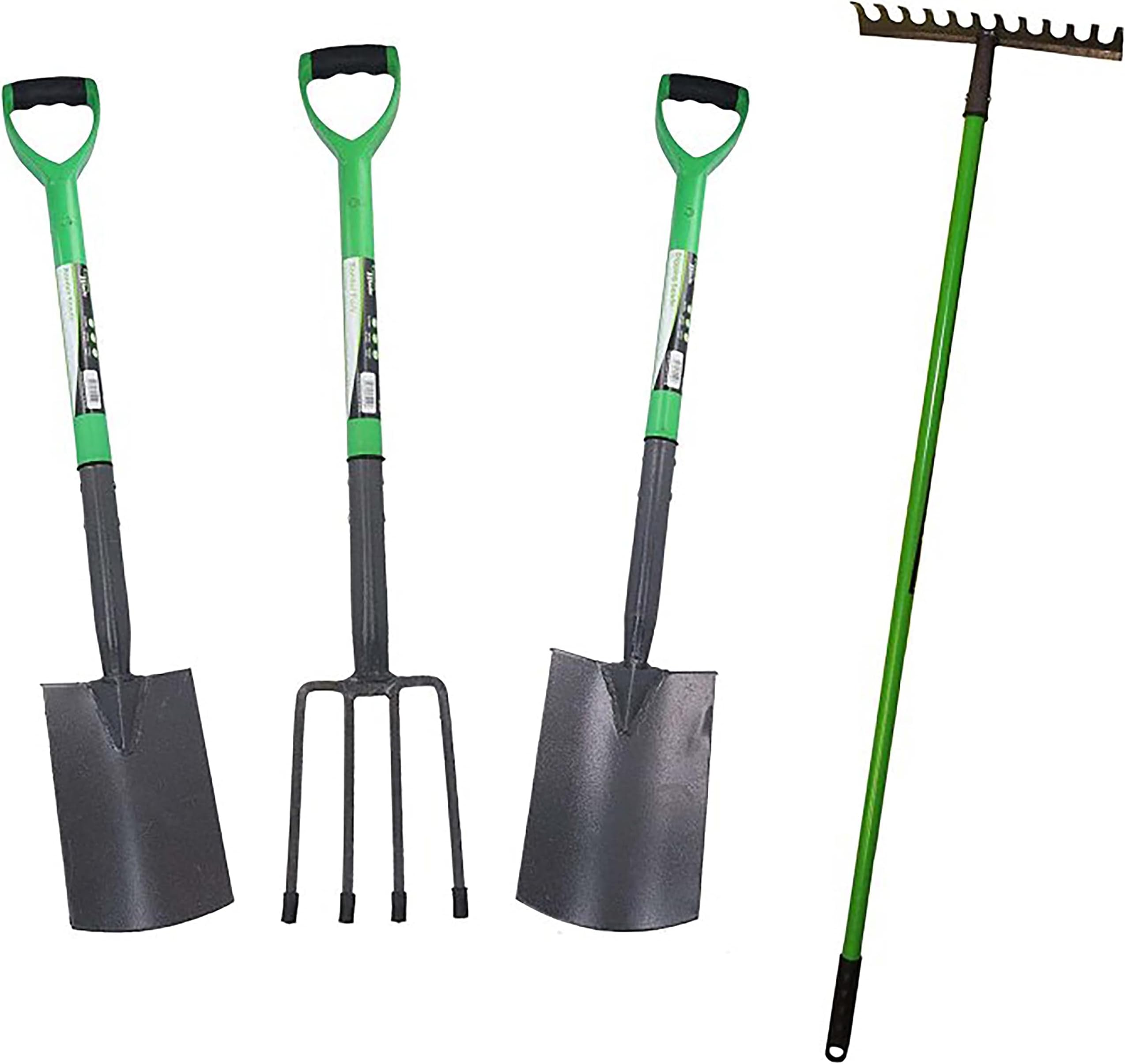 Set of 5 Gardening Tools, Shovel, Fork, Rake, Hoe, Edging Spade ...
