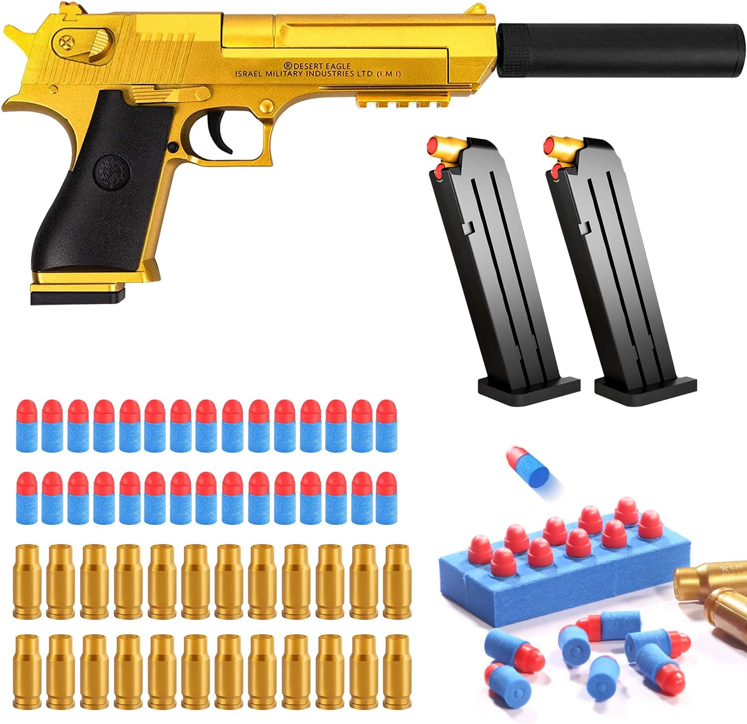 Toy gun, children's gun, simulation desert eagle with silencer, soft ...