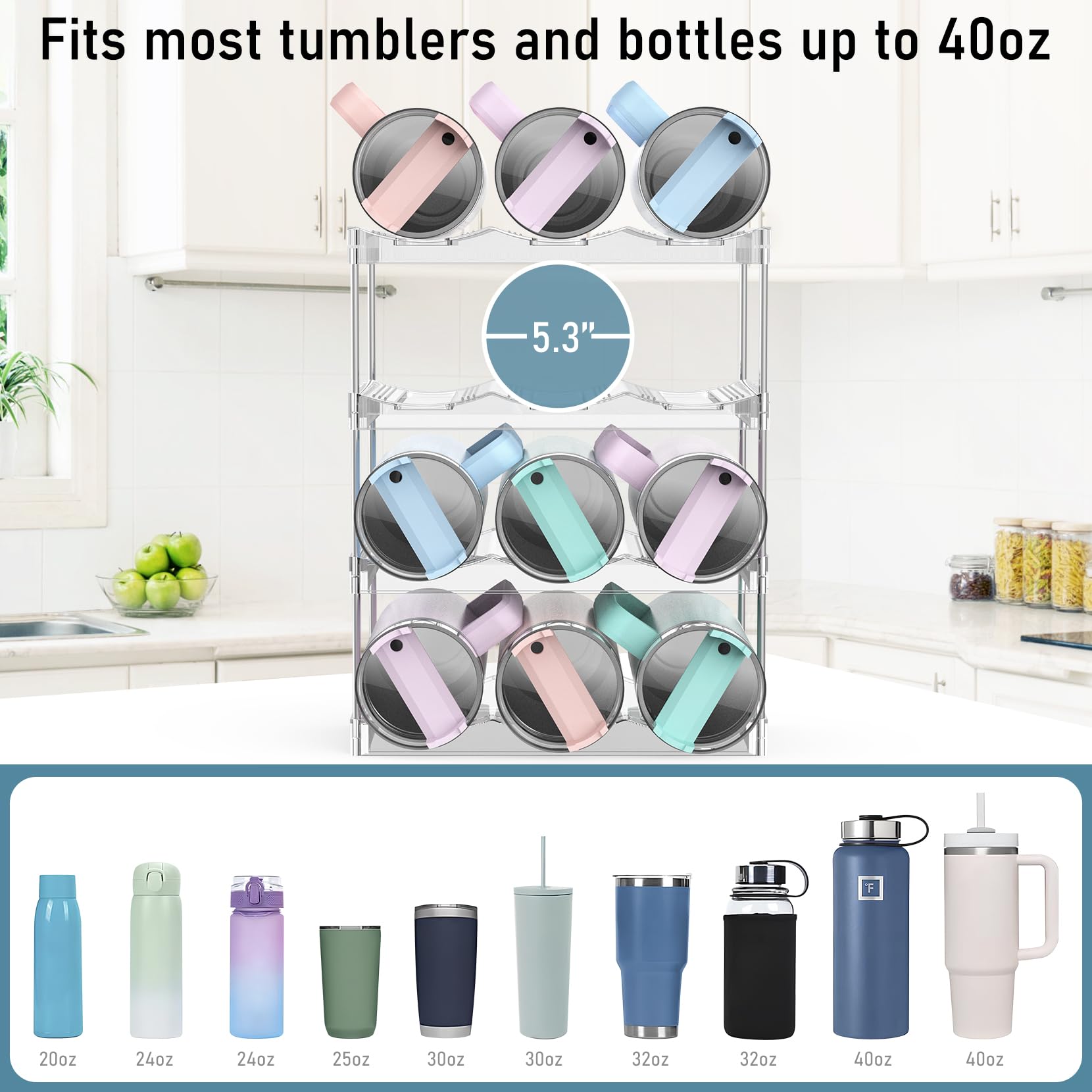 Snapklik.com : Water Bottle Organizer Stanley Cup Holder, 4-Tier ...