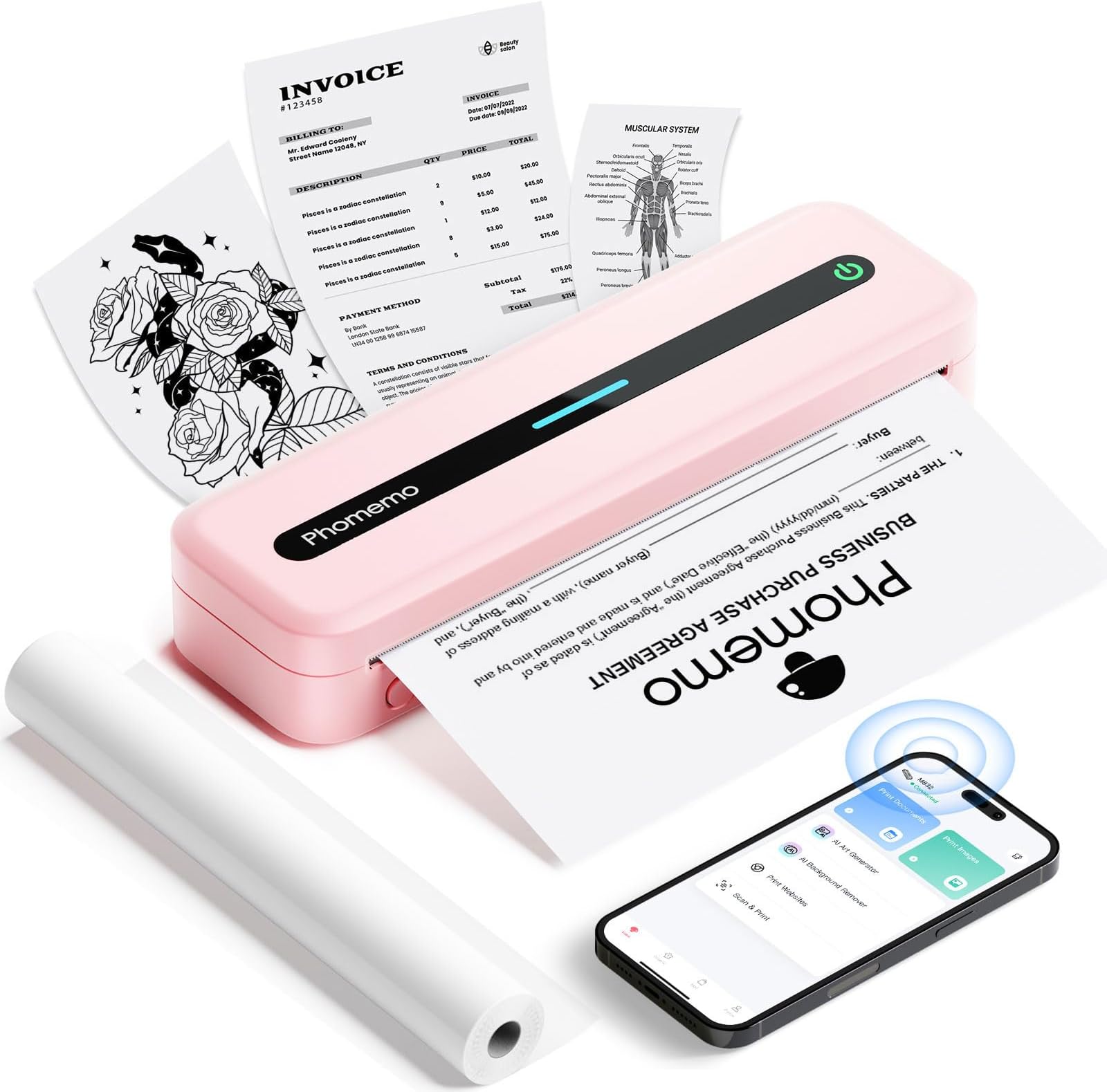 Amazon.com: Portable Thermal Wireless Printers for Home Use, Inkless ...