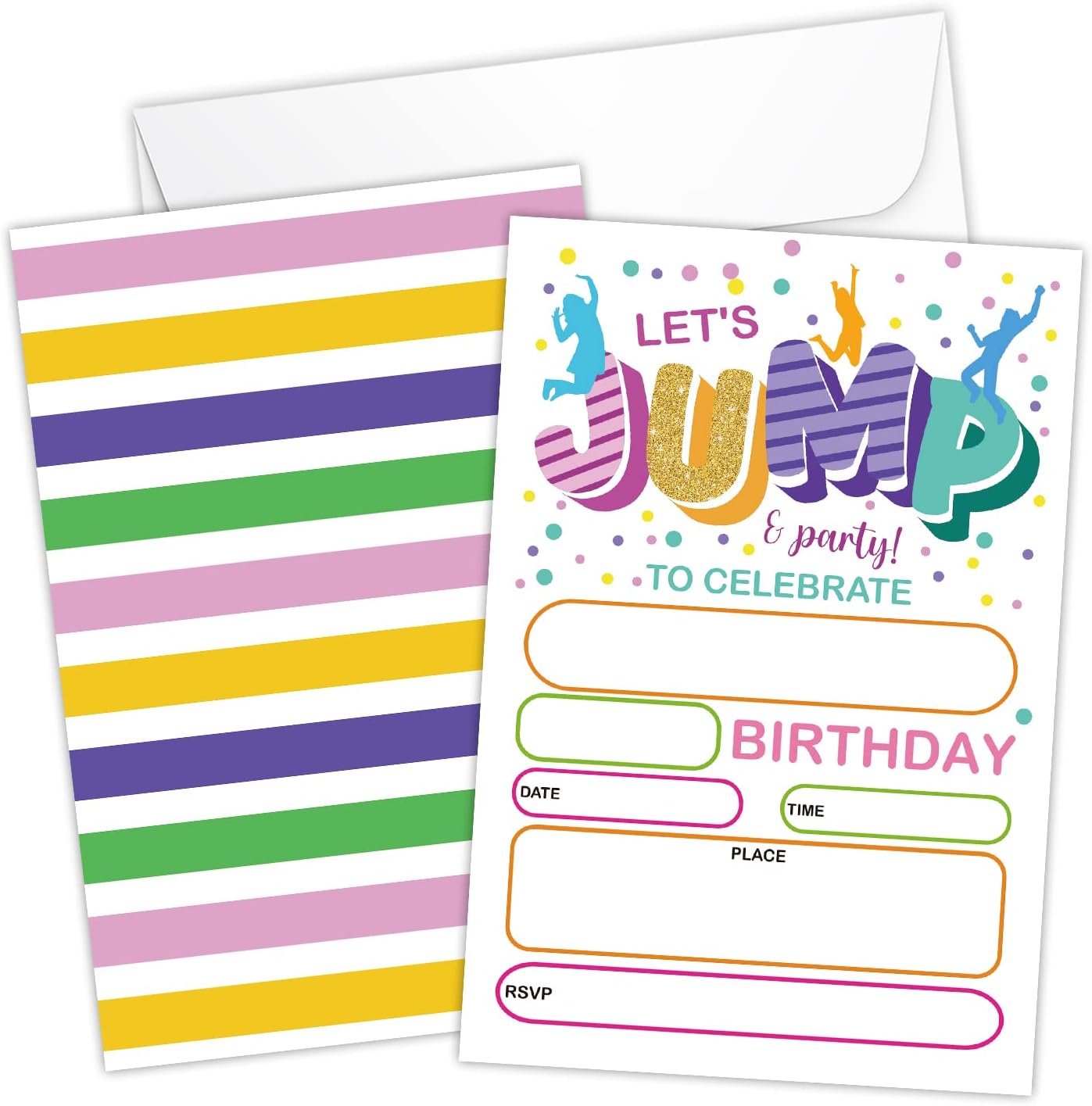 Amazon.com : Jump Party Birthday Invitations, Bounce House Trampoline ...