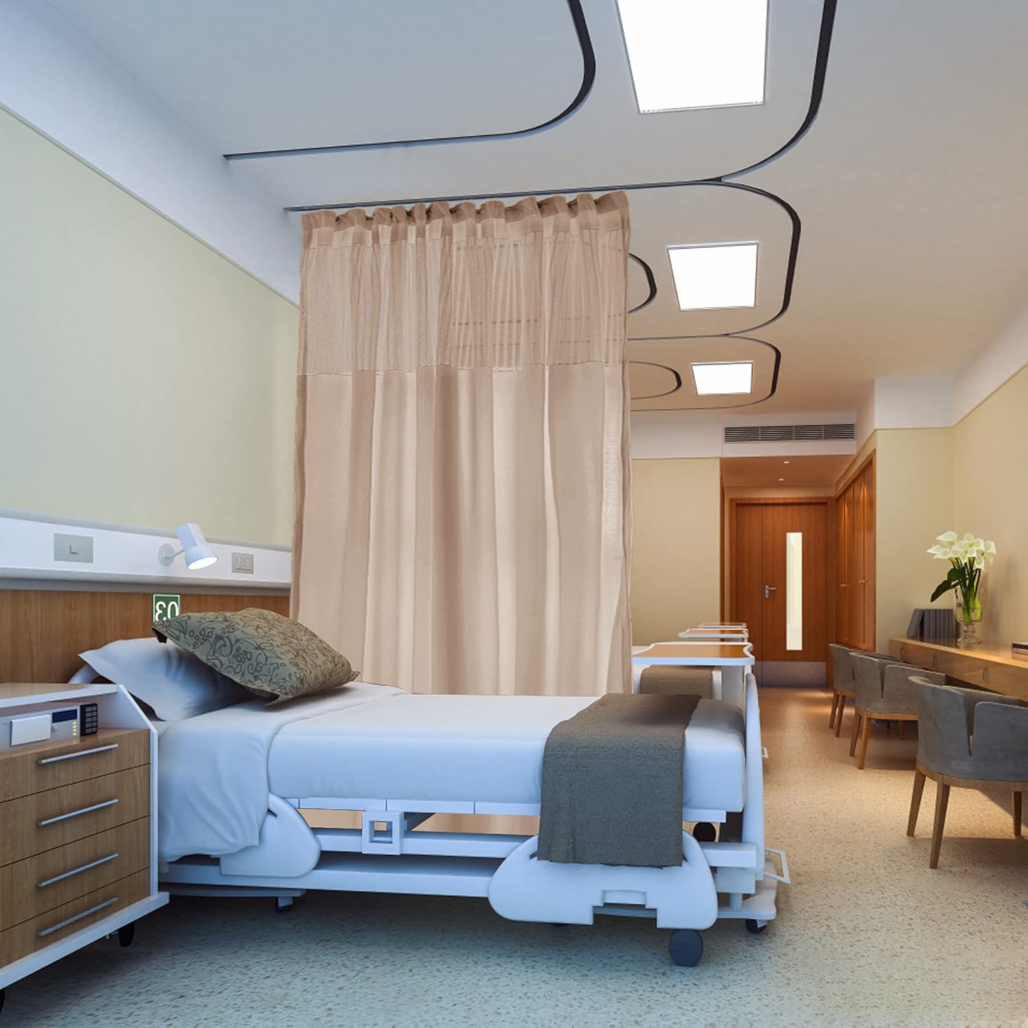 Amazon.com: Tisjoran Taupe Room Divider Curtains Privacy Cubicle ...