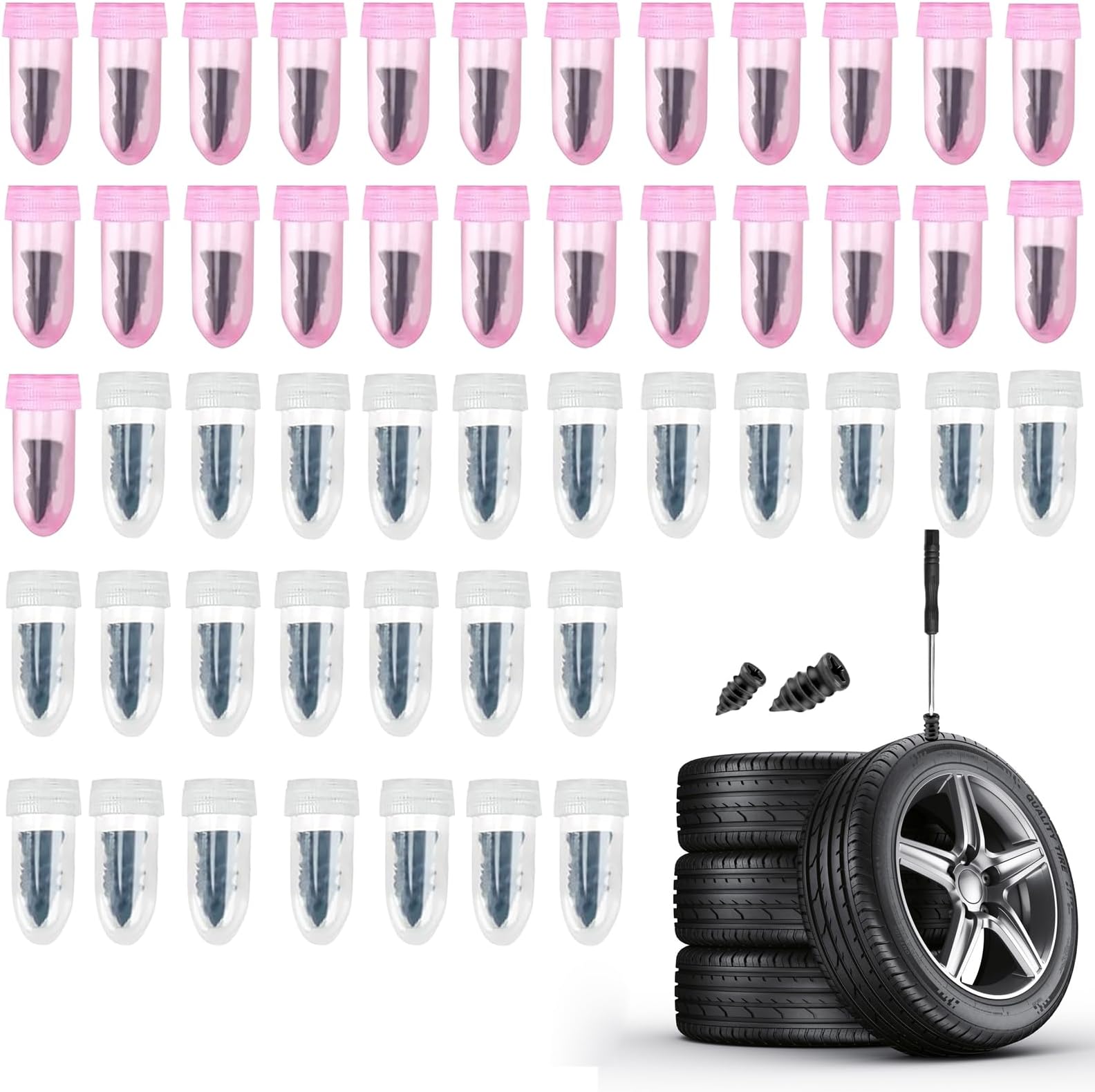 Goerpn 50Pcs Tyre Repair Kit Rubber Nails,Self-Service Car Puncture ...