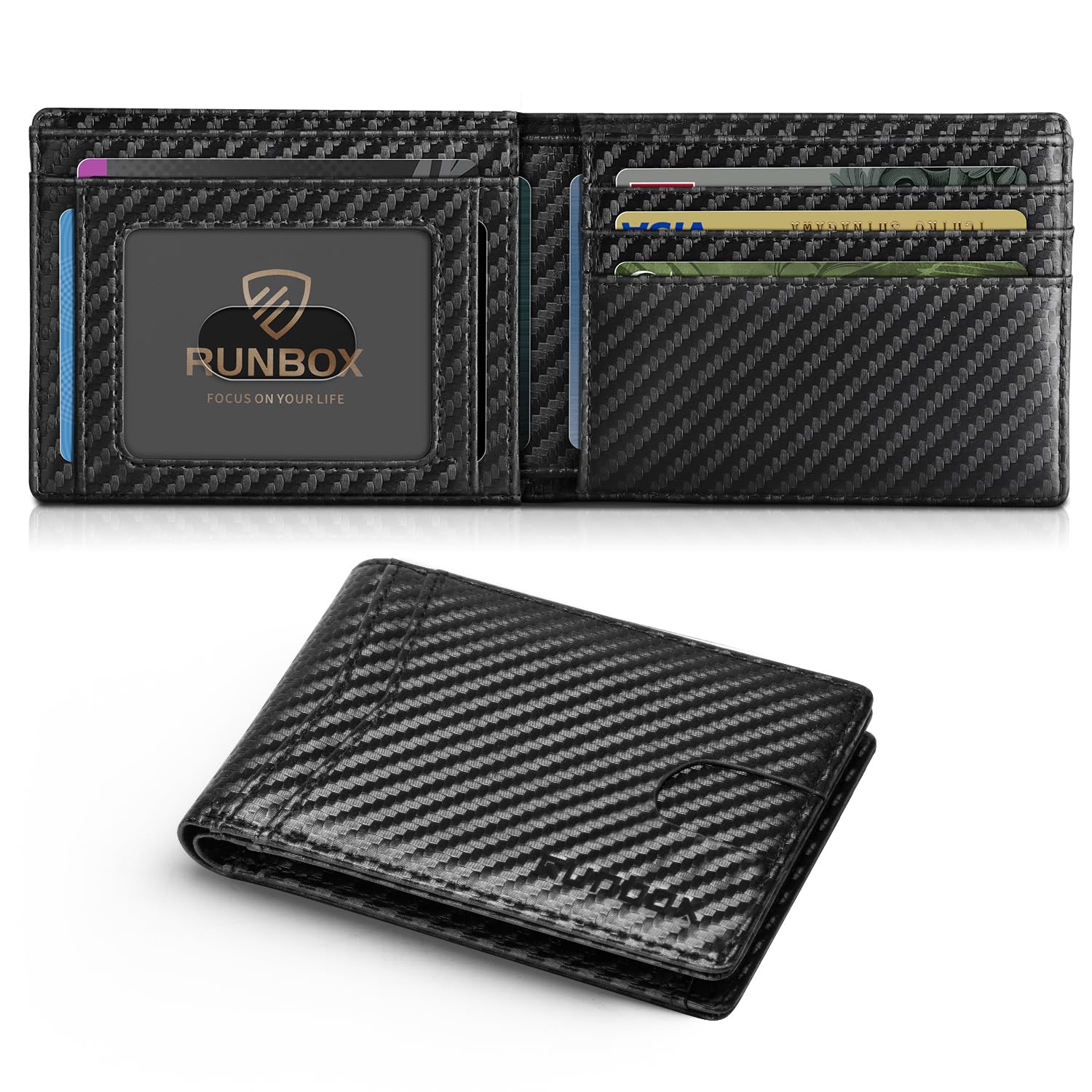 Amazon.com: RUNBOX Wallet for Men,Mens Wallet,Slim Leather Bifold,RFID ...