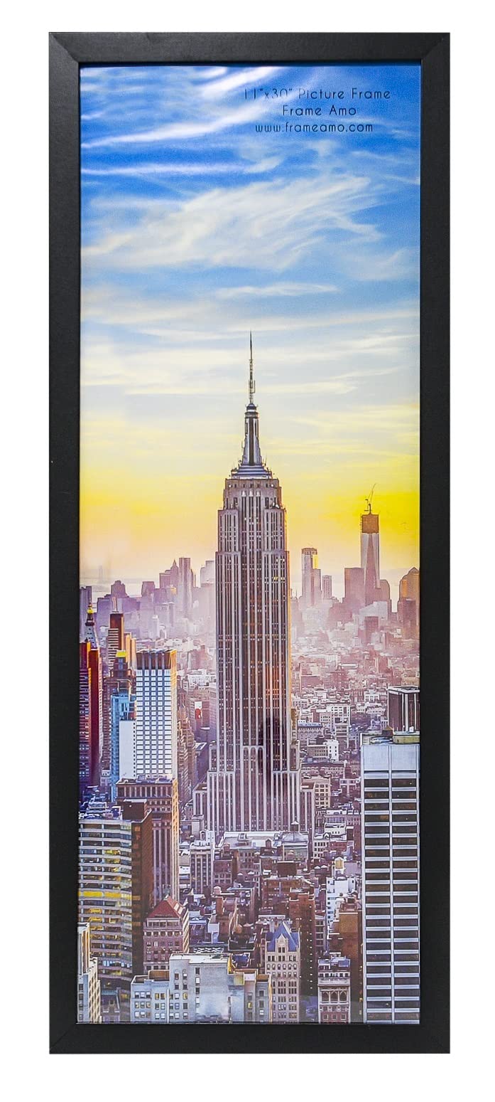 Frame Amo 11x30 Black Modern Picture or Poster Frame, 1 inch Wide ...