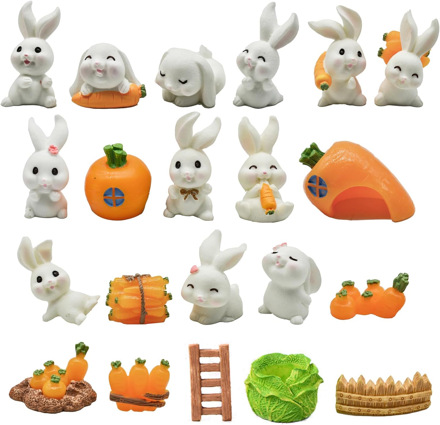 Amazon.com: Pinenjoy 20Pcs Realistic Miniature Rabbit Figurines Cute ...