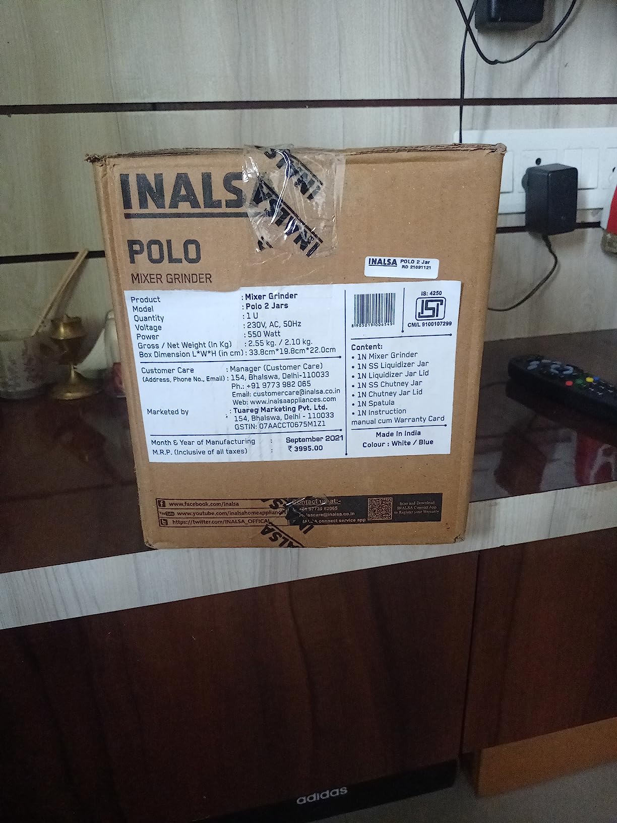 Buy INALSA Mixer Grinder Polo 550 W | 2 Stainless Steel Jars| 3 Speeds ...