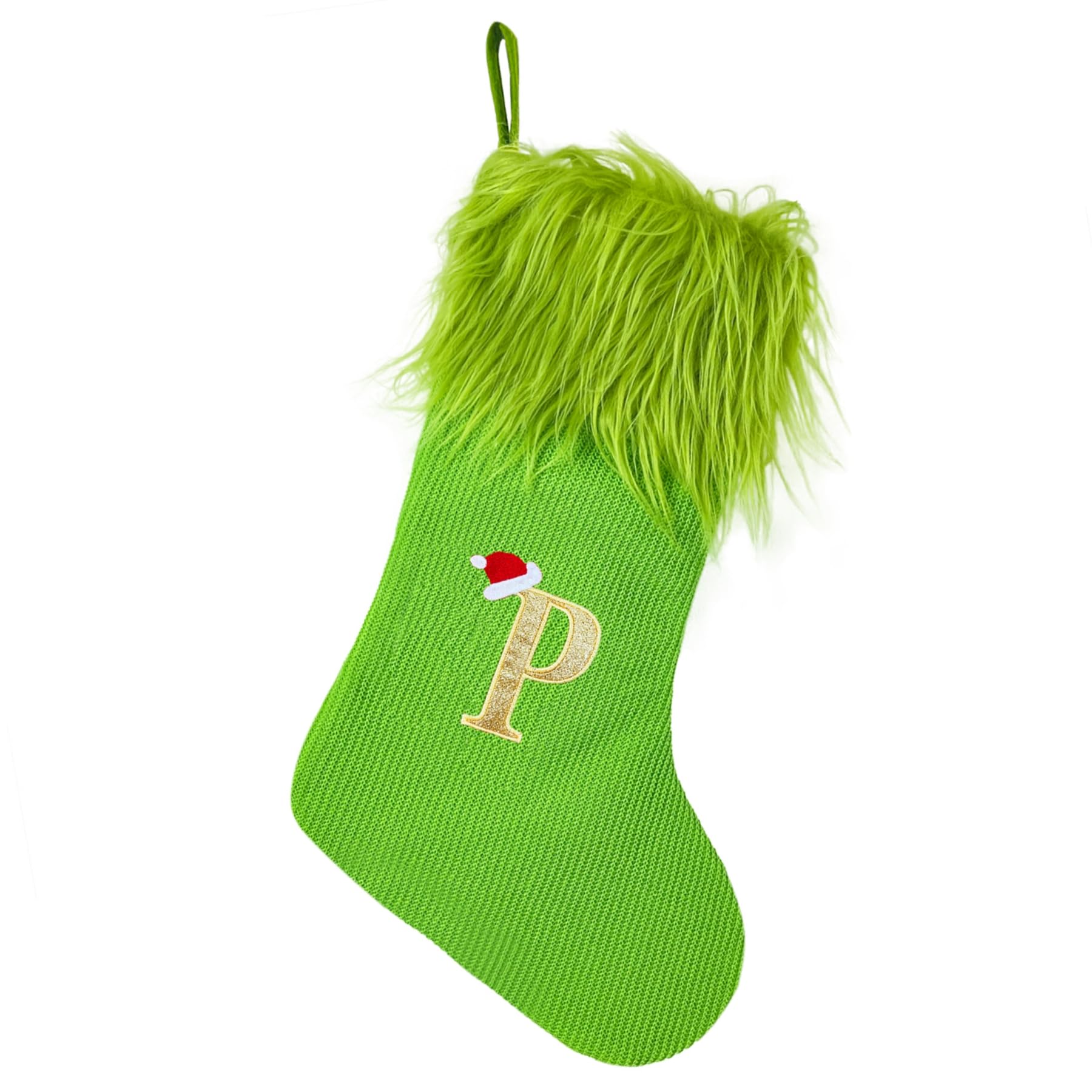 Amazon.com: MOJDIOSM Green Christmas Stockings with Initials, 18” Knit ...