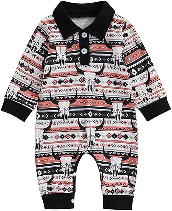 Amazon.com: Nokpsedcb Western Baby Boy Clothes Infant Cute Cow Print Long Sleeve Button Down ...