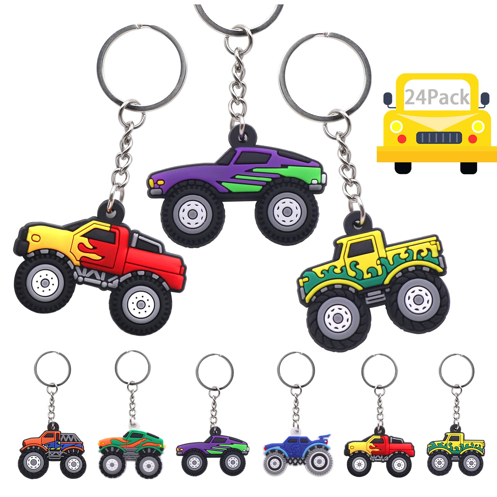 Amazon.com: Elsqolro Car Shape Keychain 24 Set Traffic Boys Racecar ...