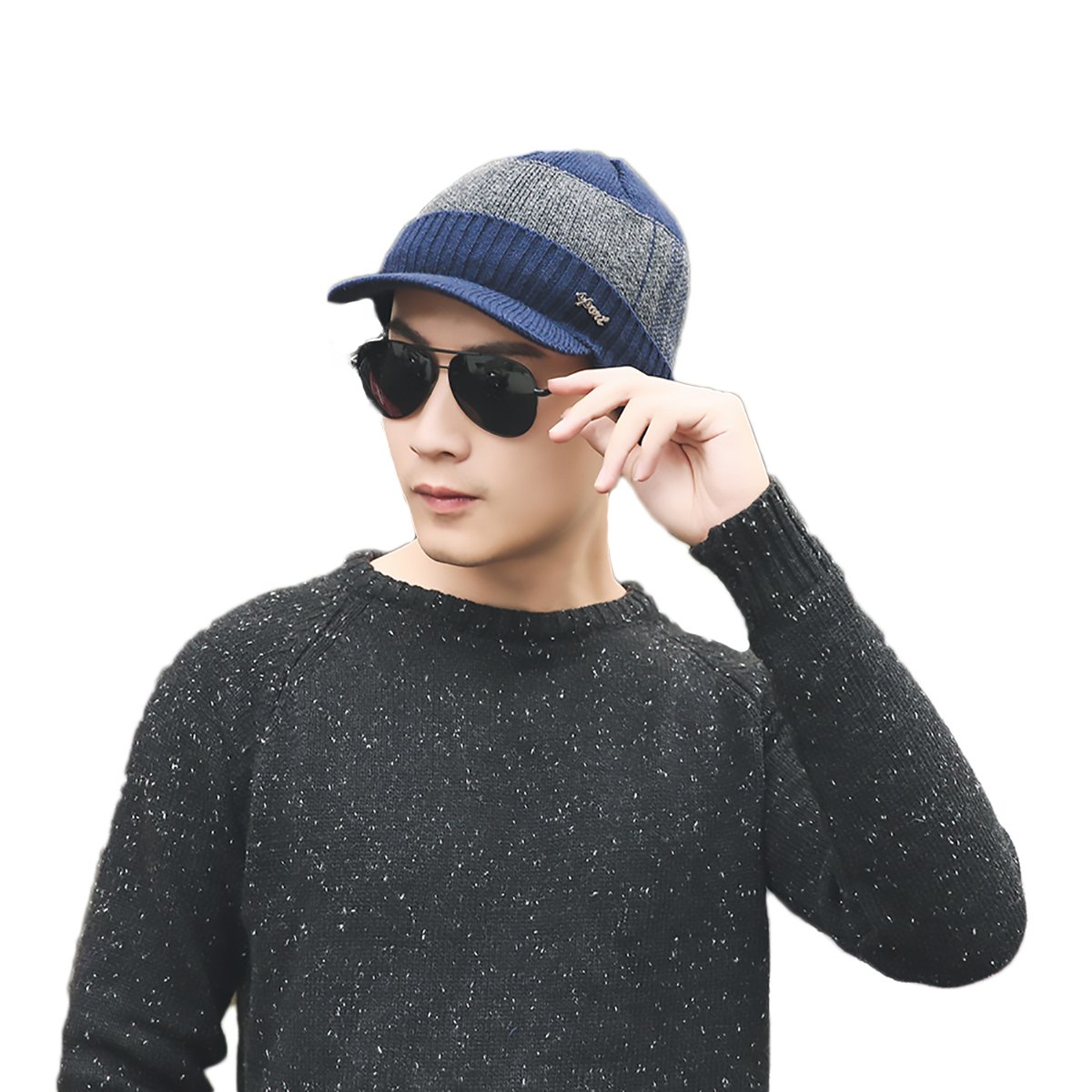 Buy iSWEVEN Stretchable Visor Winter Cap for Boys Mens Woollen Knitted ...