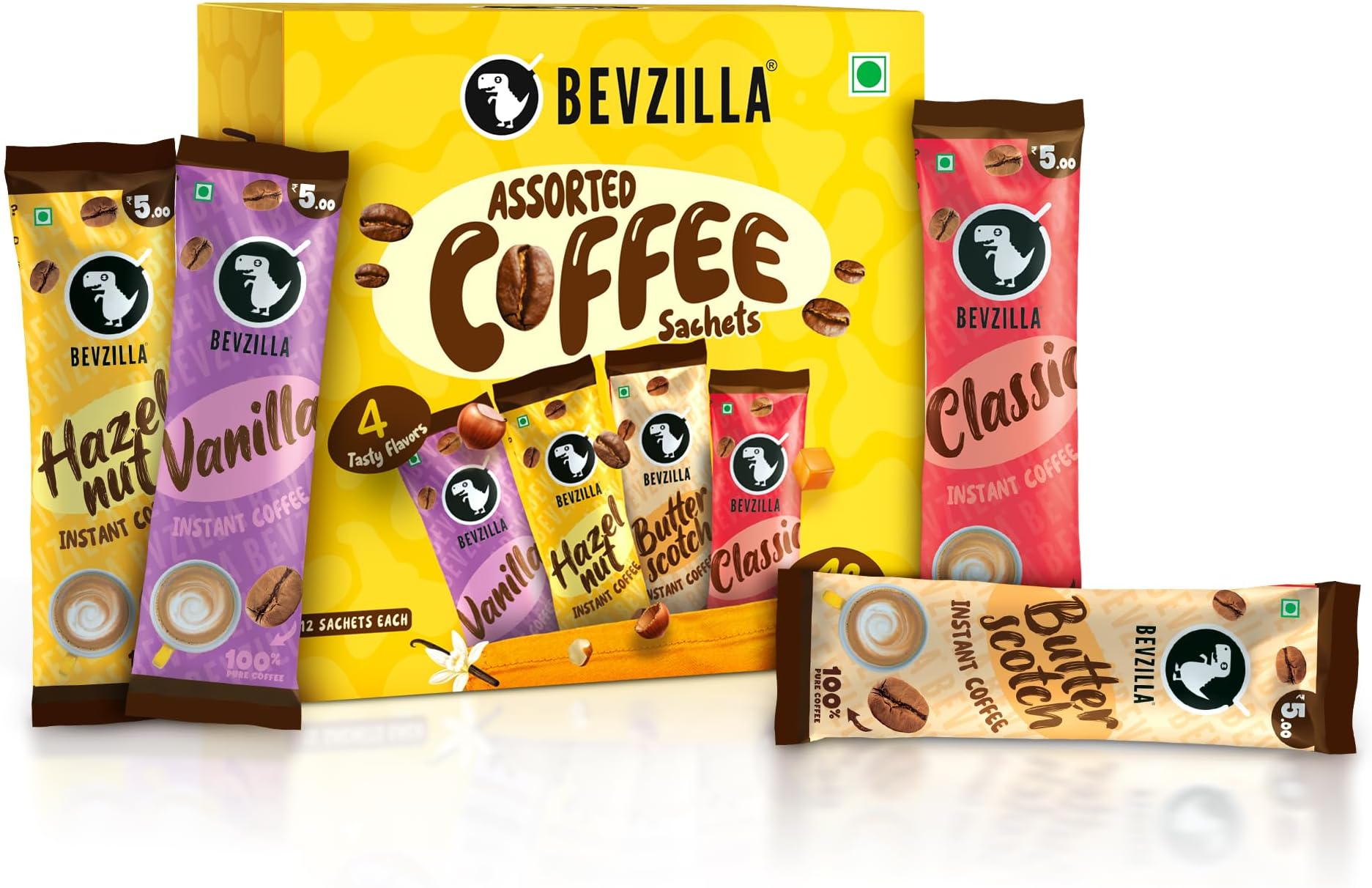 Amazon.com : Bevzilla 48 Flavoured Instant Coffee Sachets (48 X2 Gram ...
