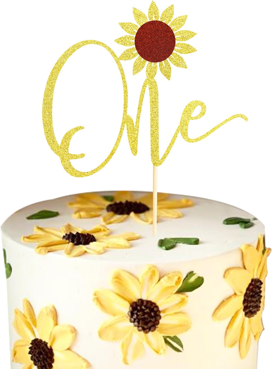 Amazon.com: Arthsdite Gold Glitter Sunflower Cake Topper, 1st Birthday ...