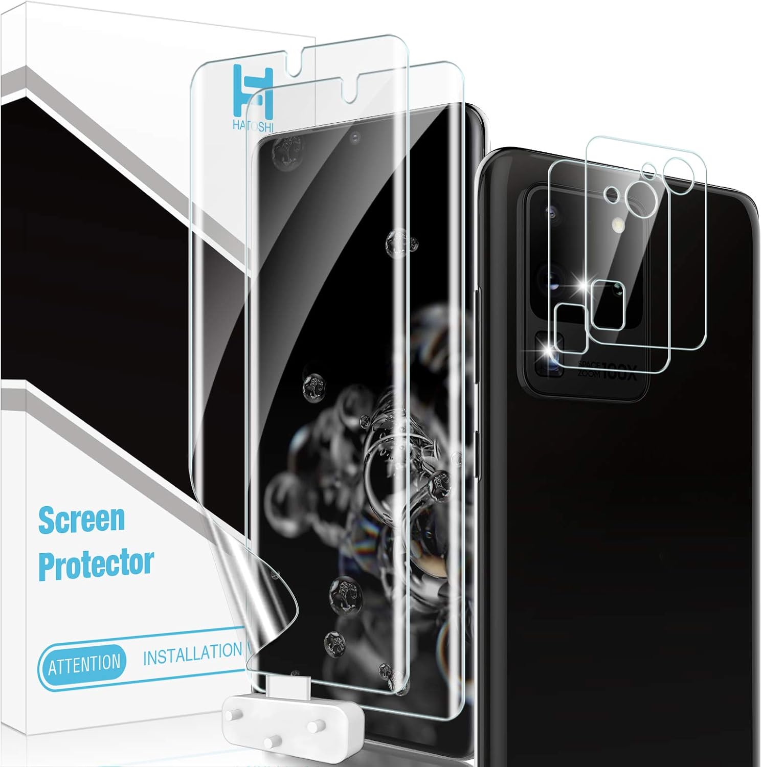 Amazon.com: HATOSHI 2 Pack Flexible TPU Film Screen Protector + 2 Pack ...