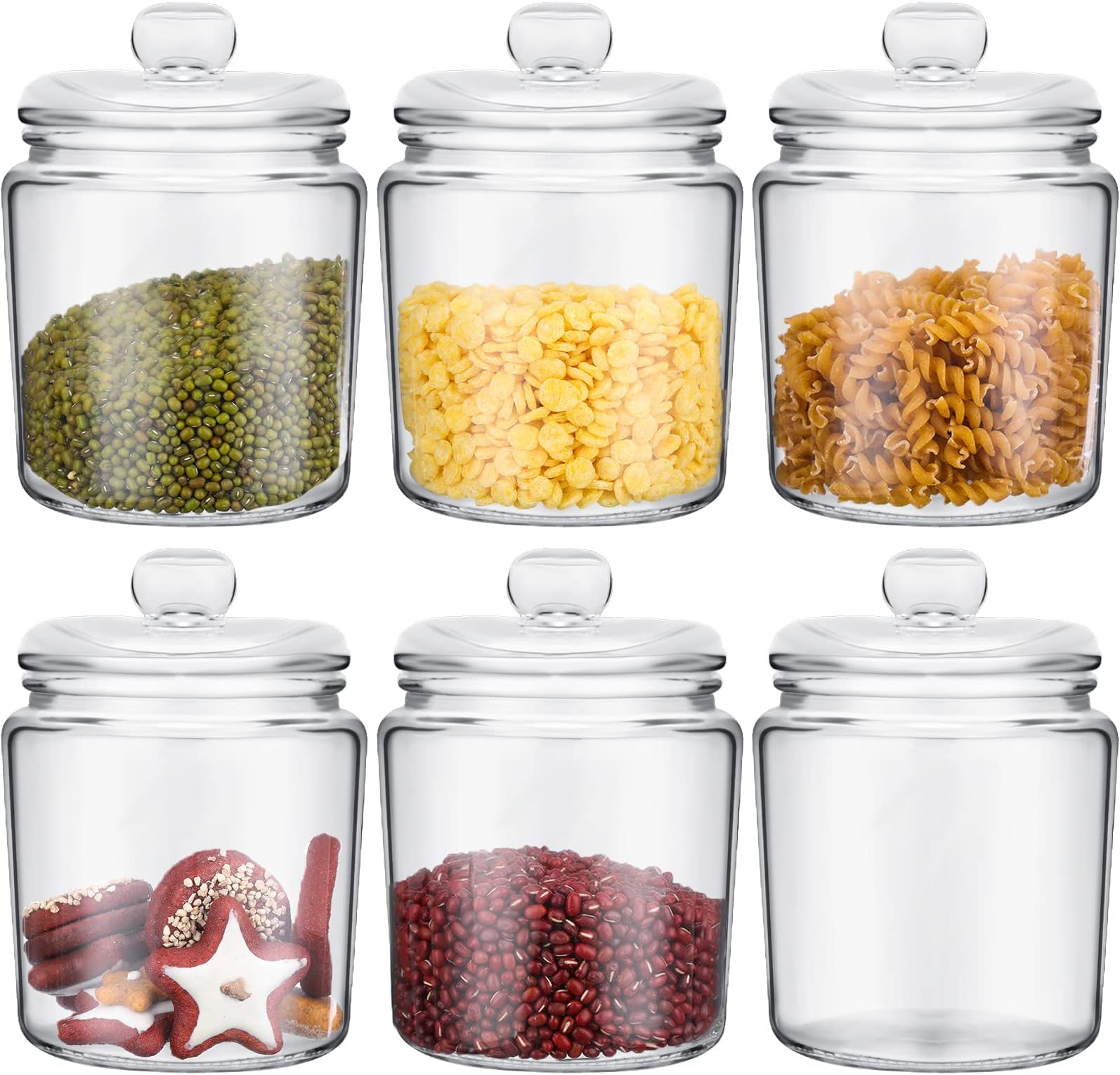 Amazon.com: 6 Pcs 135 OZ/ 4L Glass Cookie Storage Jars with Lids, Large ...